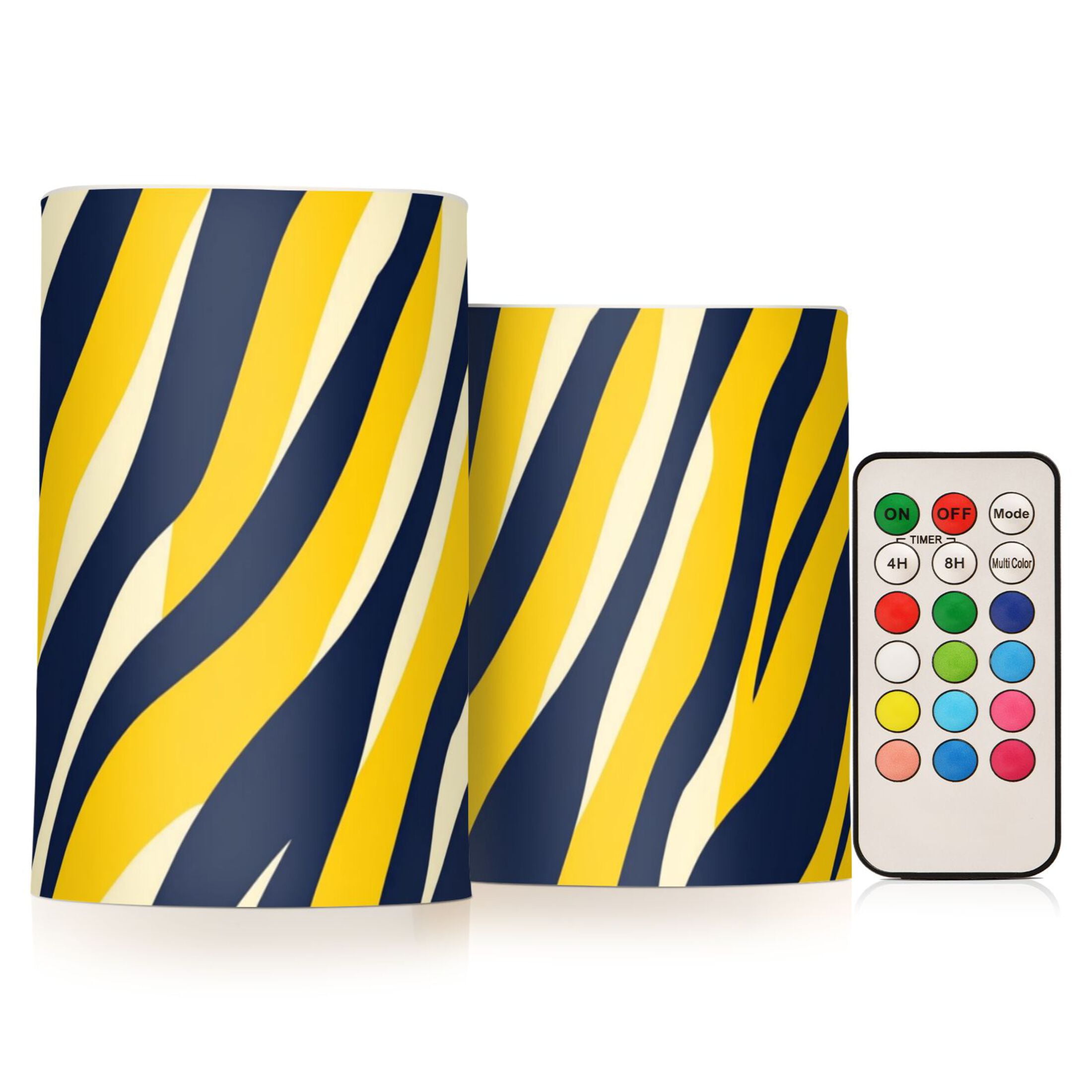 Navy Blue Yellow Zabra Skin Print Flickering Flameless Candles LED ...