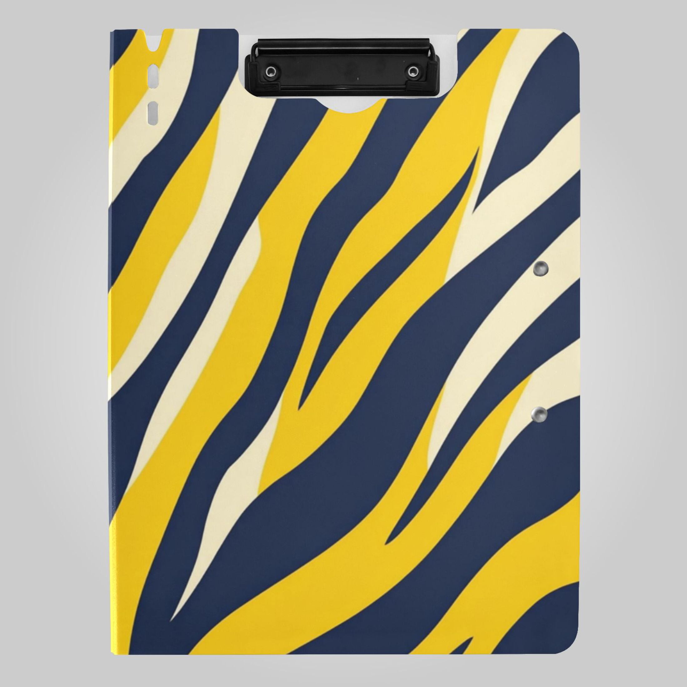 Navy Blue Yellow Zabra Skin Print Foldable Binder Folder Clipboard with ...