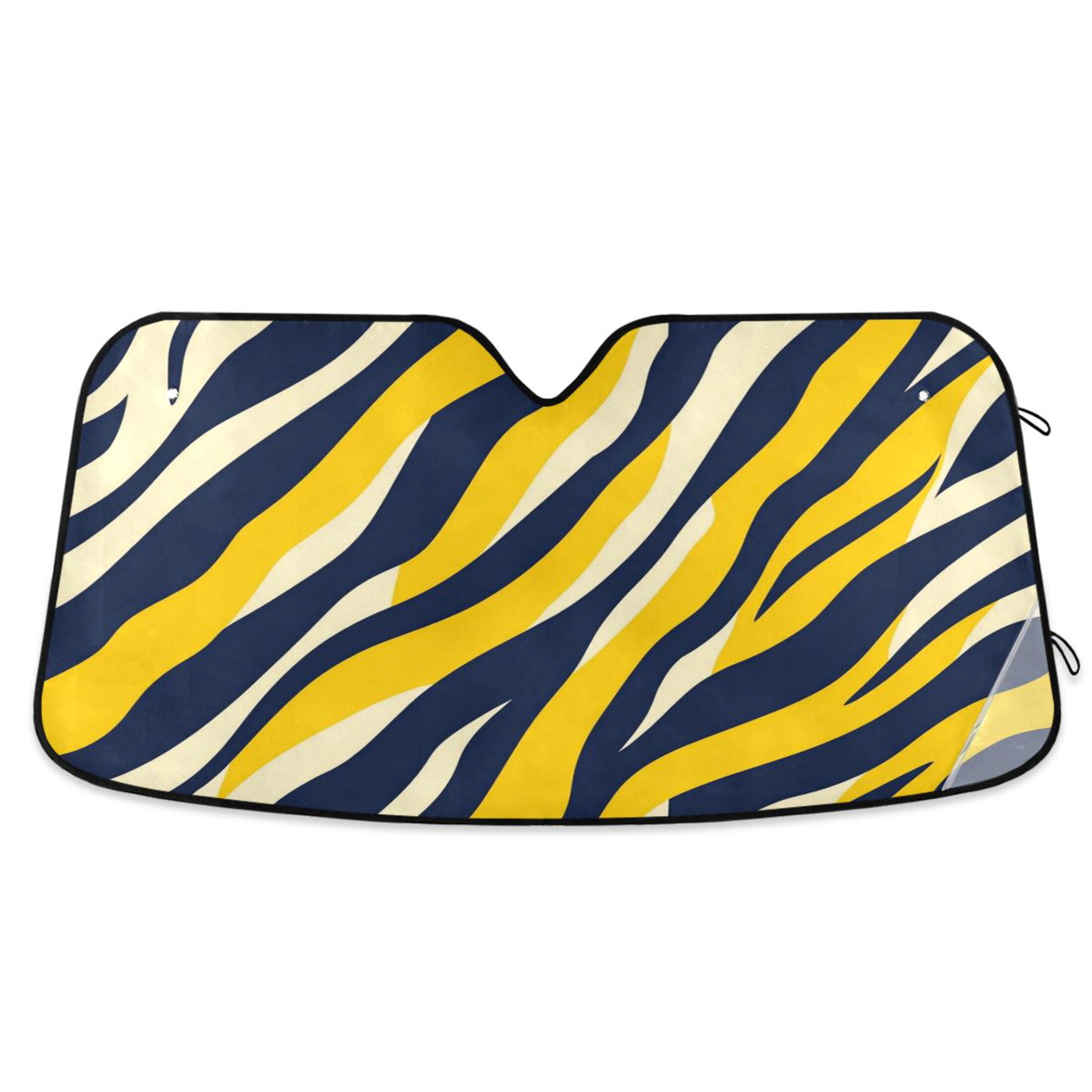 Navy Blue Yellow Zebra Print Windshield Sun Shade Automobile Visor ...