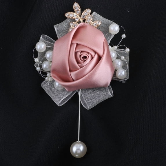 Navy Blue and Cream Fabric Simulated Rose Corsage - Elegant Wedding and ...