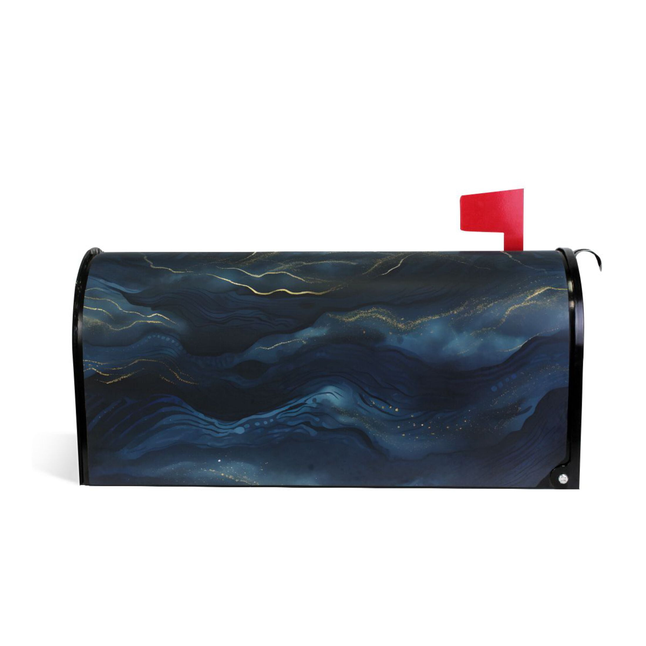 Navy Blue and Gold Marble Magnetic Mailbox Covers 21" X 18" Post Letter ...