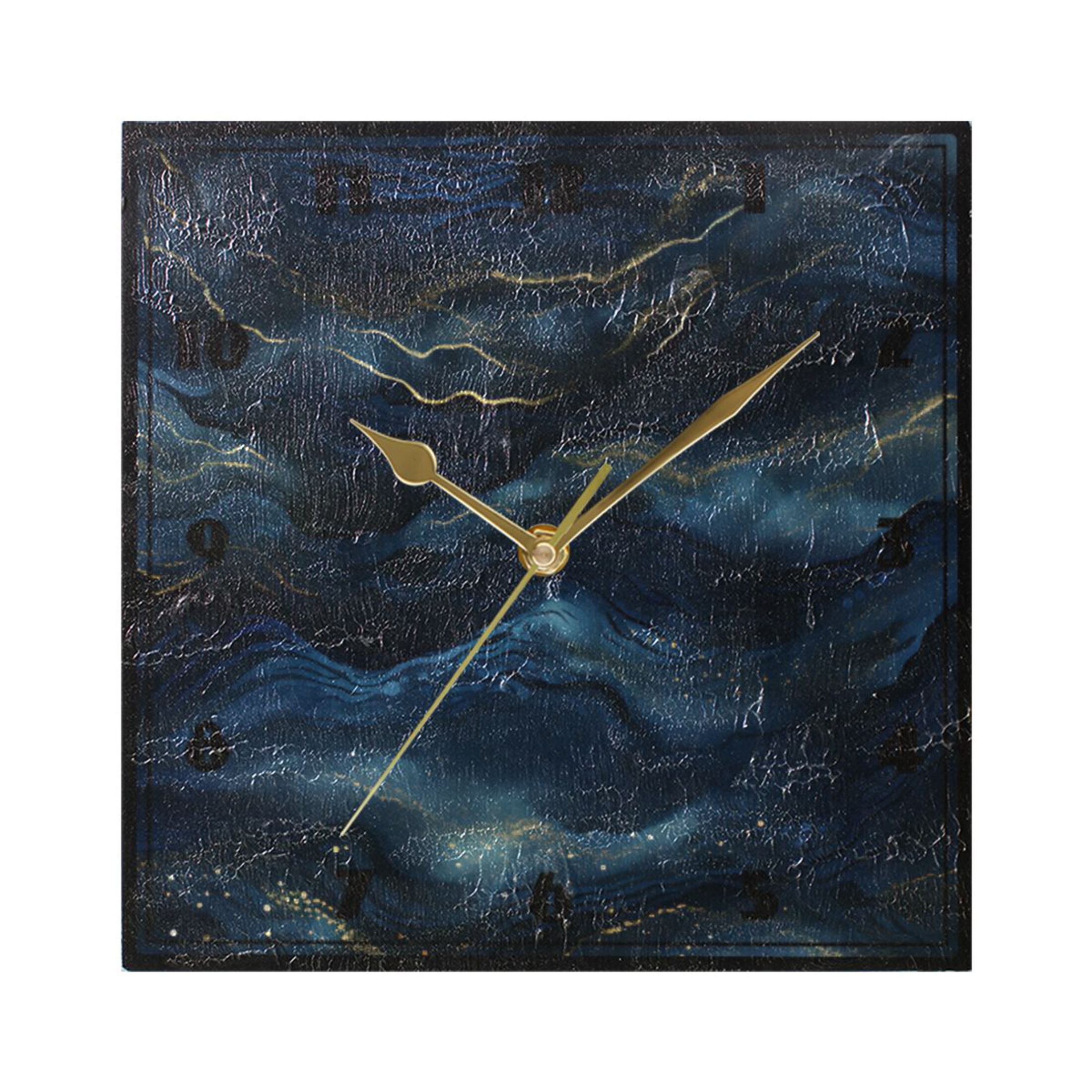Navy Blue and Gold Marble Wall Clock 7.78" Non-Ticking Silent Battery ...