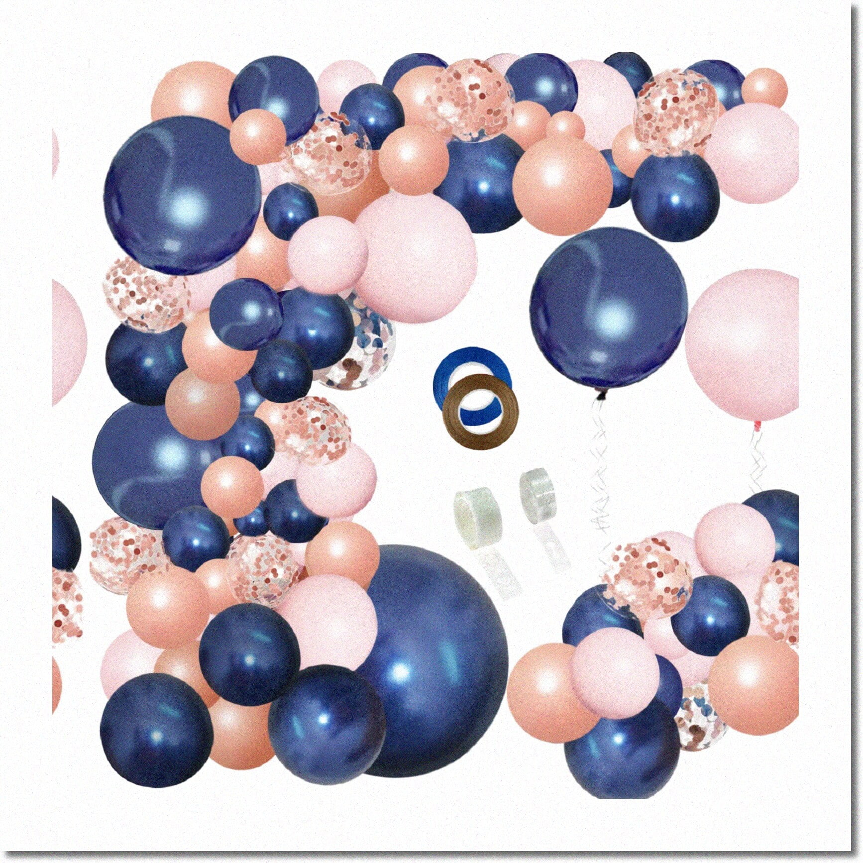 Navy Blush Rose Gold Confetti Balloon Garland Kit - Perfect for Gender ...
