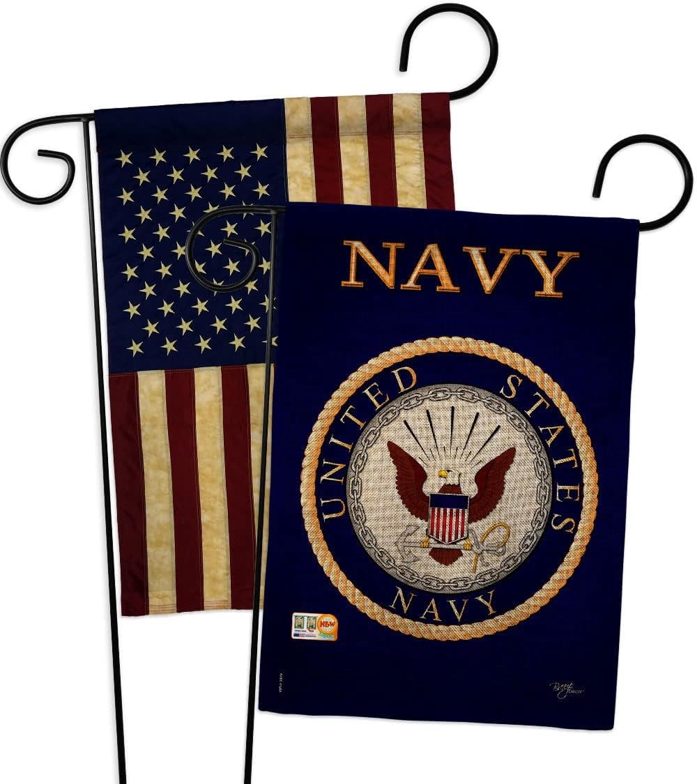 Navy Burlap Burlap Garden Flags Pack Armed Forces USN Seabee United ...
