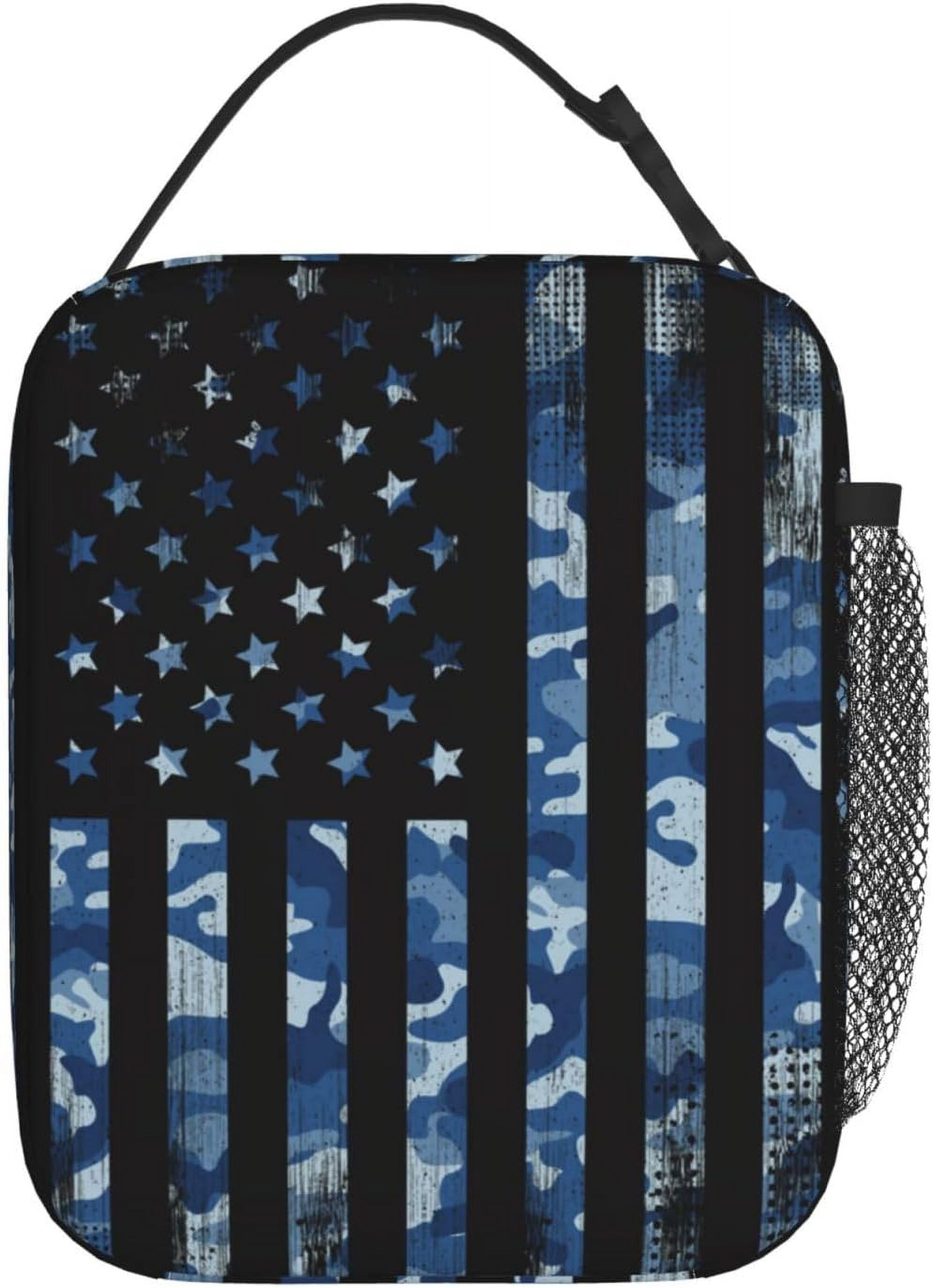 Navy Camo Camouflage Hunting American Flag Insulated Lunch Bag Portable ...