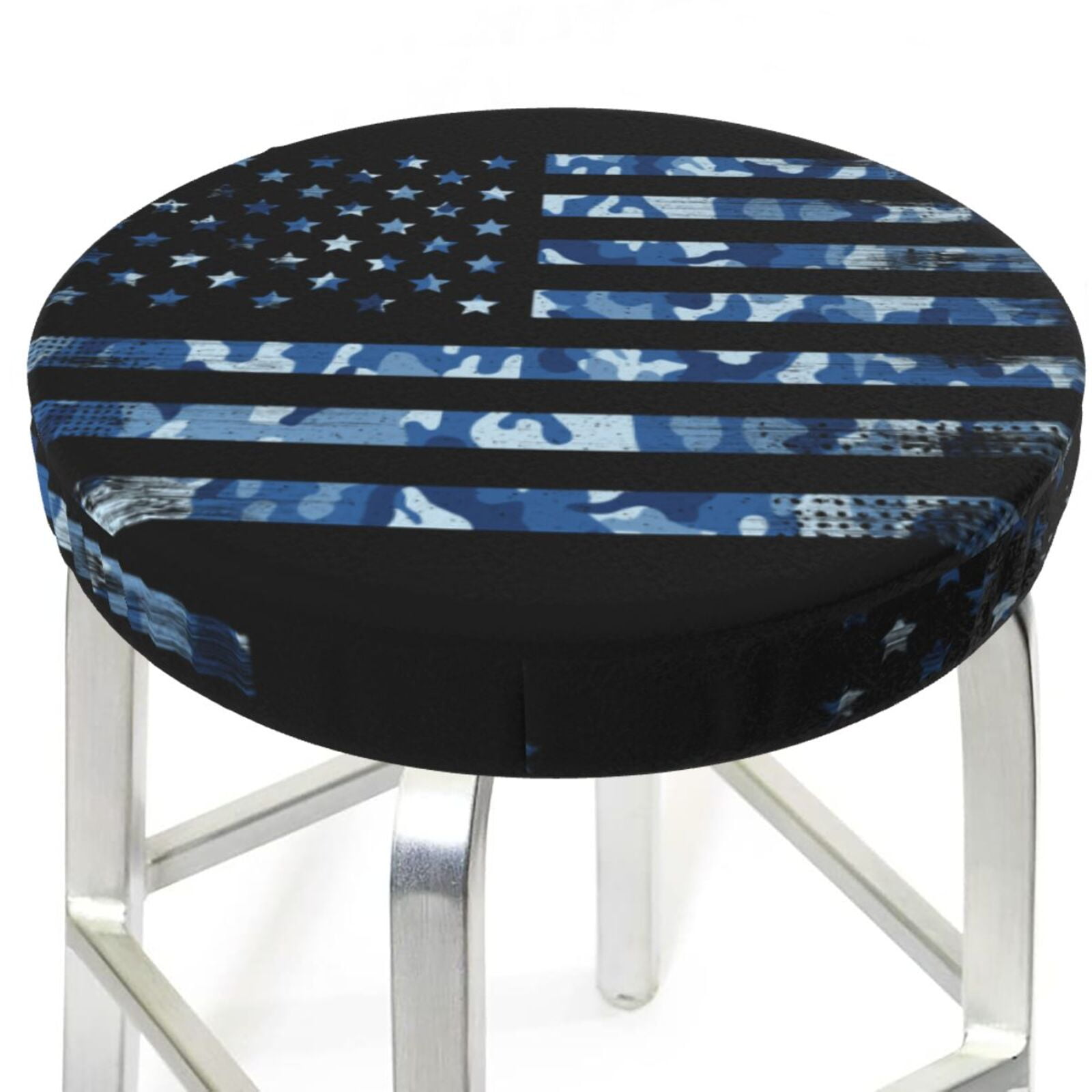 Navy Camouflage American Flag Round Bar Stool Covers, Soft Velvet Bar ...