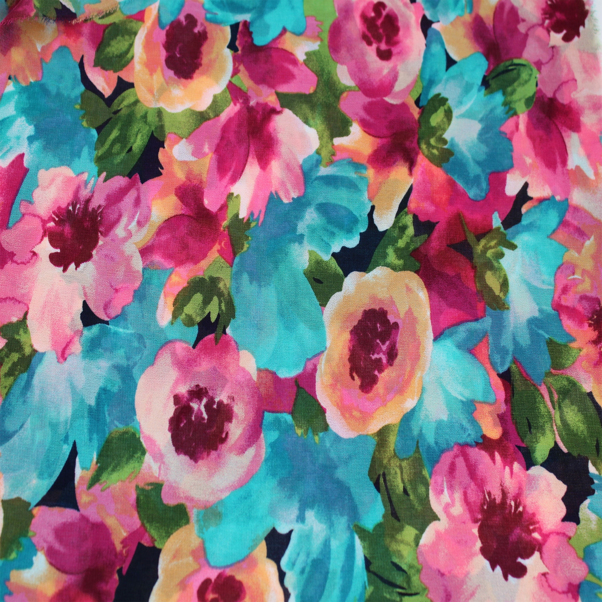 Navy Cantaloupe 58" Wide Printed Hi Multi Chiffon Washed Fabric by The ...