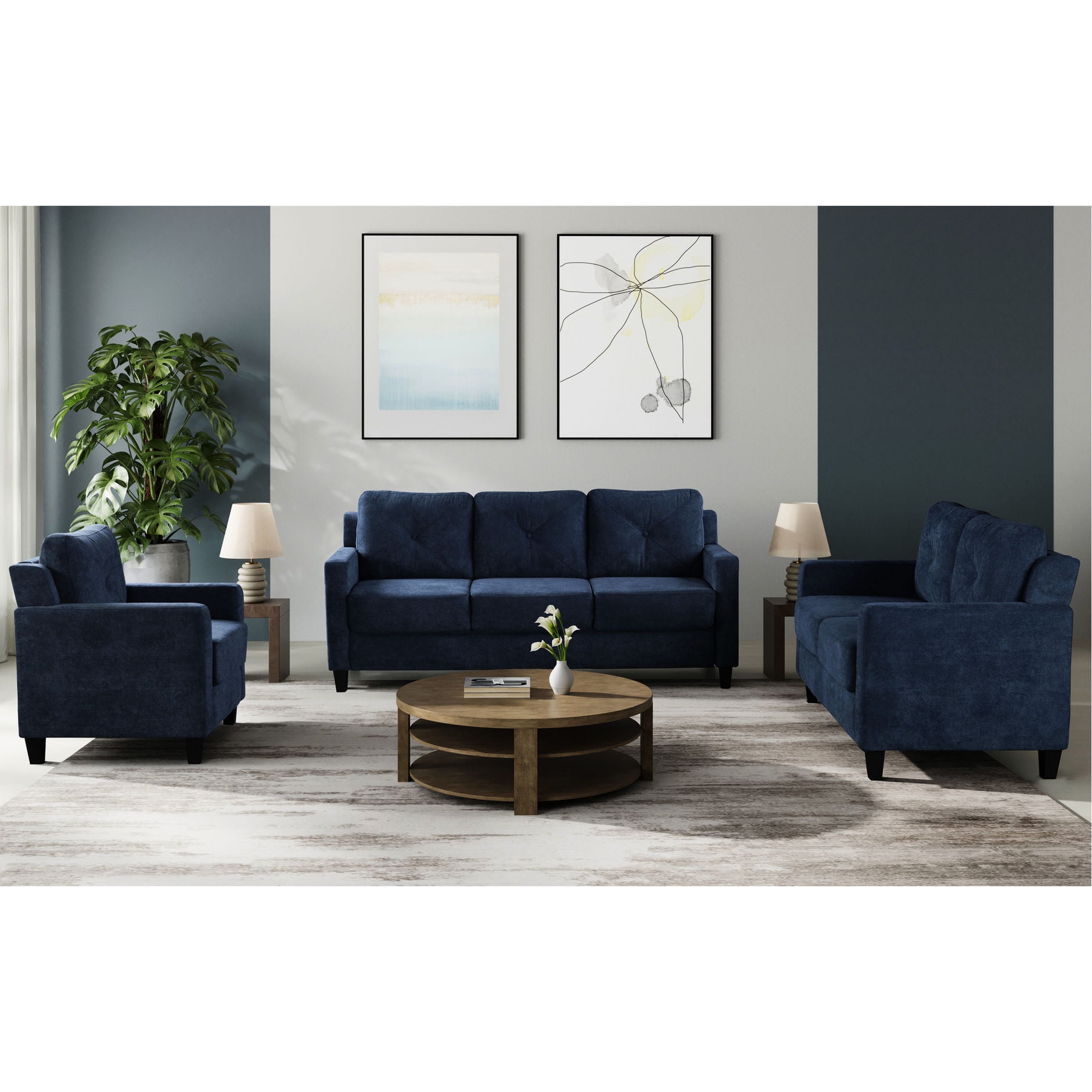 Navy Chenille Chair | Style & Comfort Exuded | Living Room Addition ...