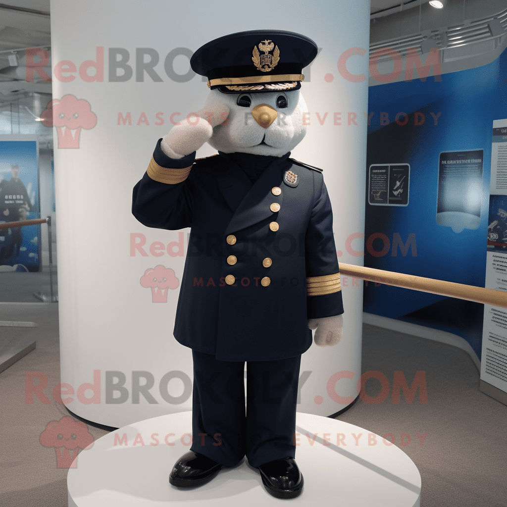 Navy Chief REDBROKOLY mascot costume character dressed with a Coat and ...