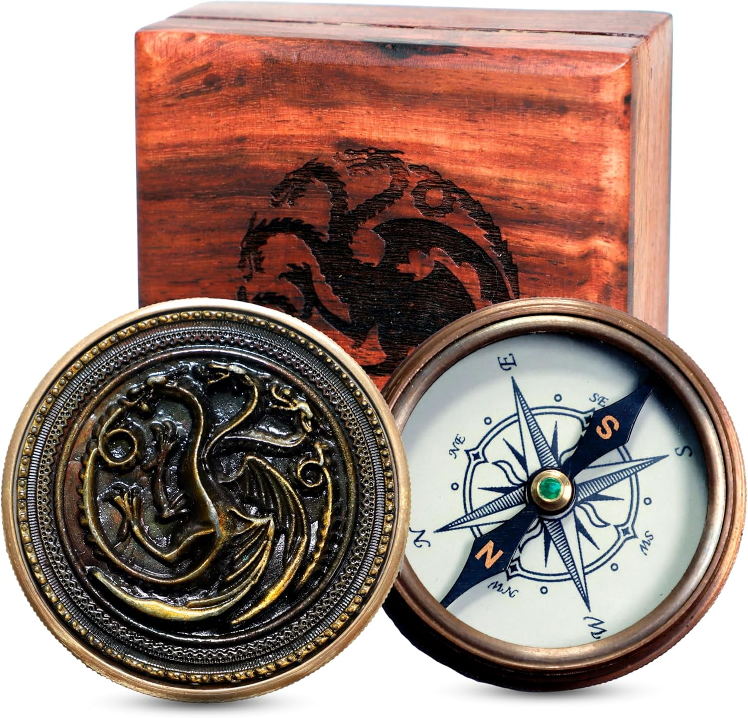 Navy Collection 2-Inch Compass with Engraved Flying Dragon and 'Fire ...
