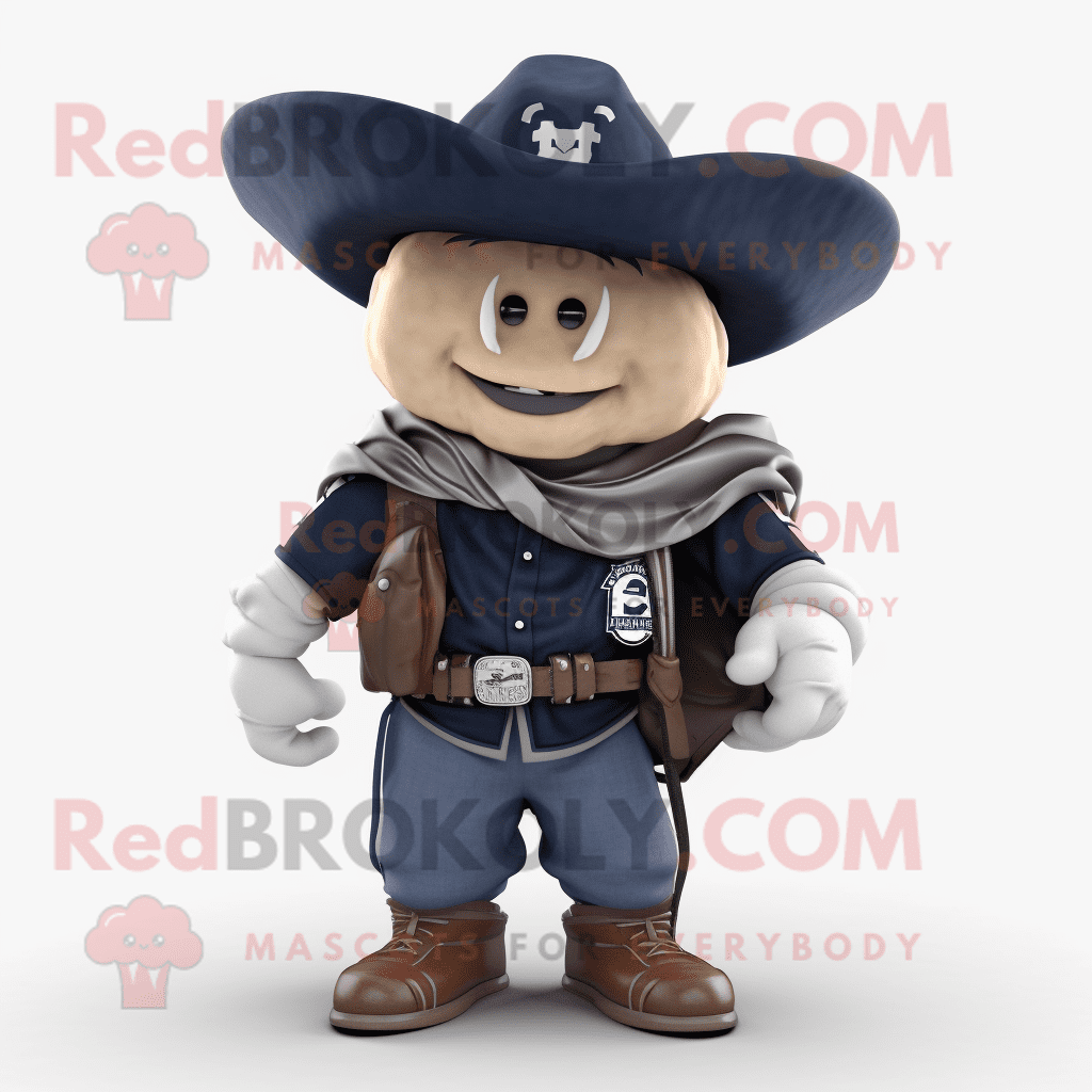 Navy Cowboy REDBROKOLY mascot costume character dressed with a Hoodie ...