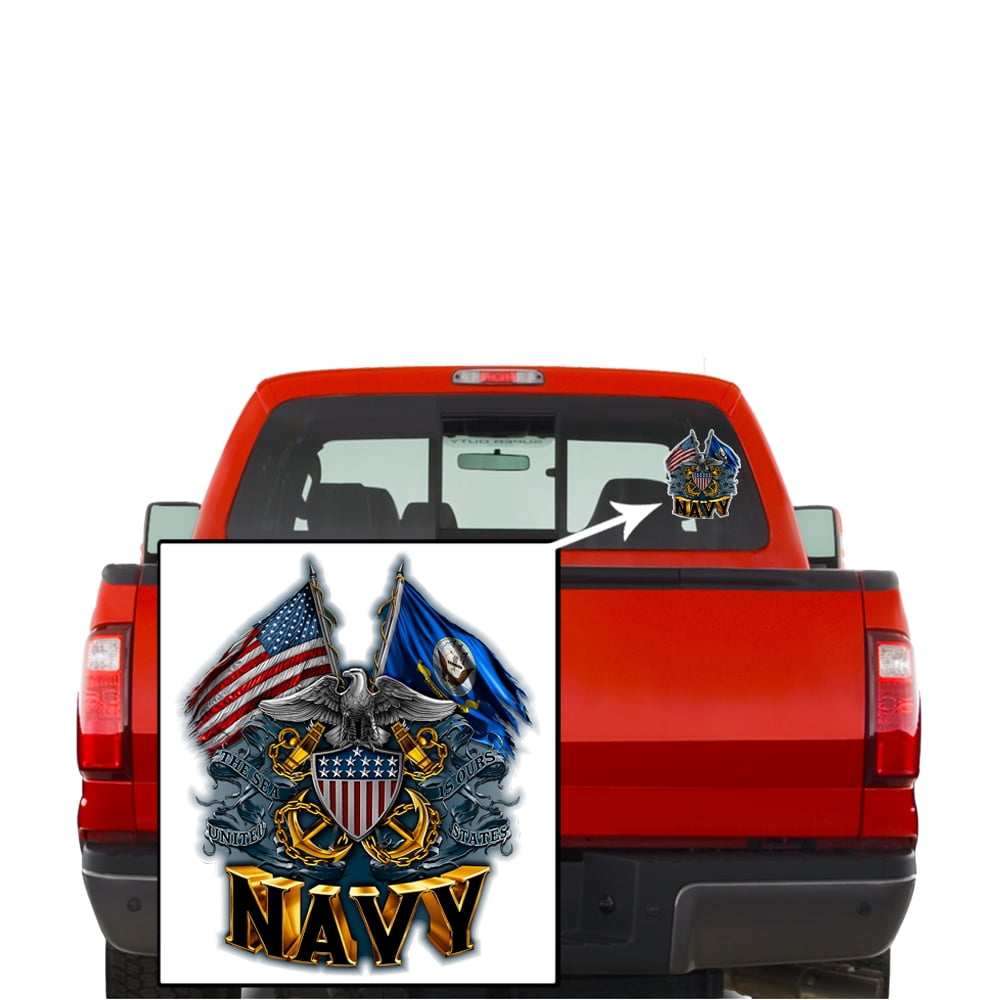 Navy Decals, Show Your Pride with our DOUBLE FLAG EAGLE NAVY SHIELD ...