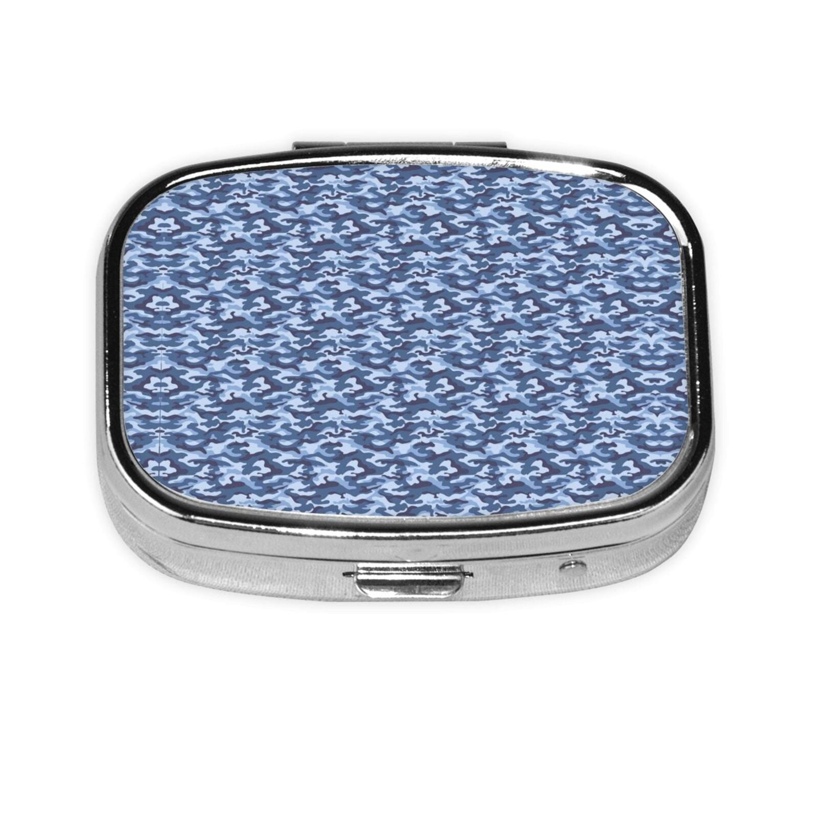 Navy Digital Blue Camouflage Pill Case Pill Box 2 Compartment Medicine ...