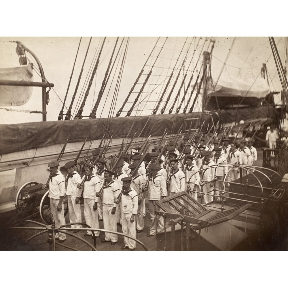 Navy Drill C1885. Ncompany Drill On The Deck Of The Steam Sloop Of War ...