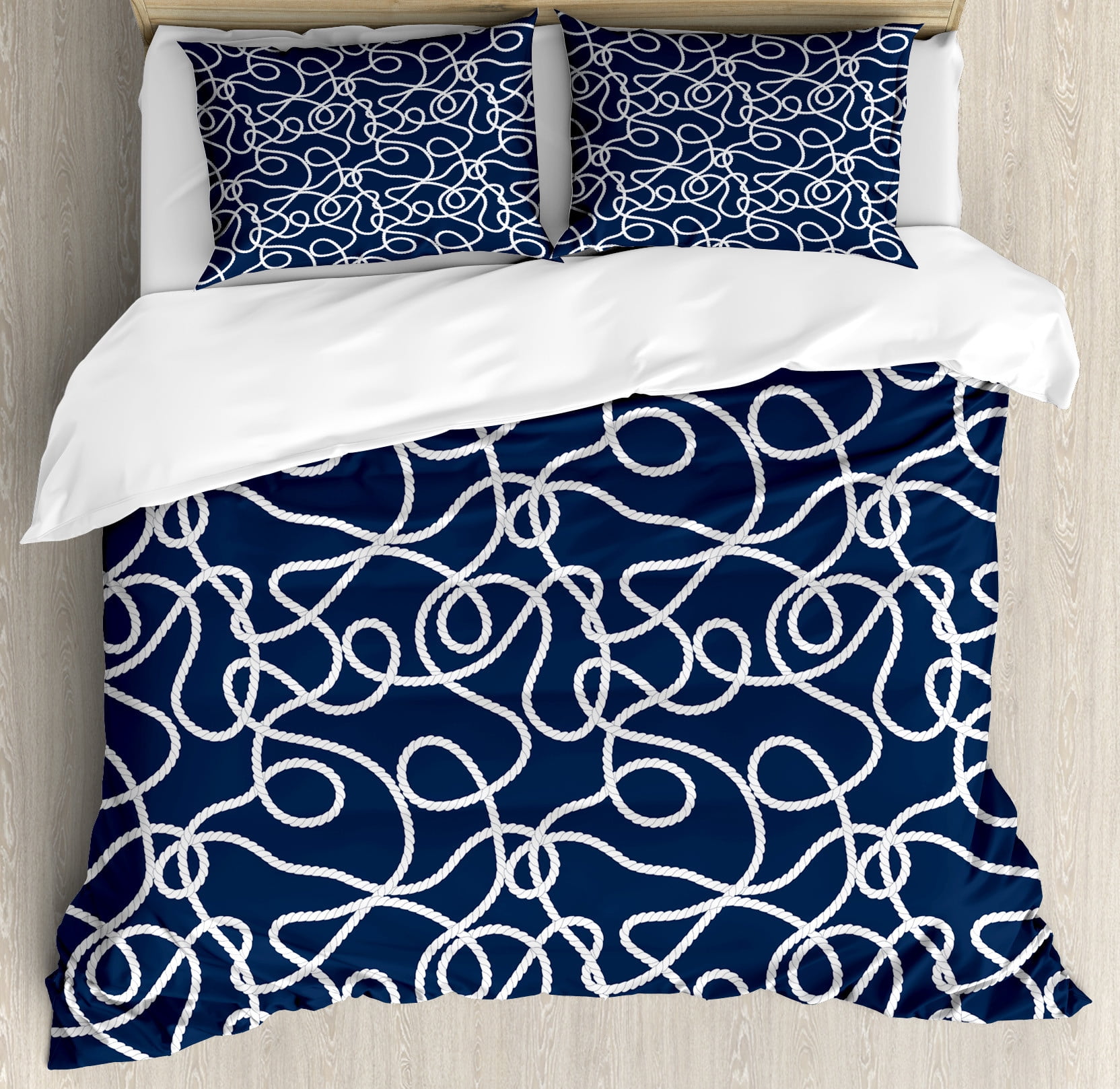 Navy Duvet Cover Set, Under the Sea Atlantic Ocean Inspired Tangled ...