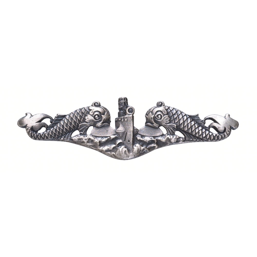 Navy Enlisted Submarine Dolphin Badge Regulation Size Silver Oxide ...