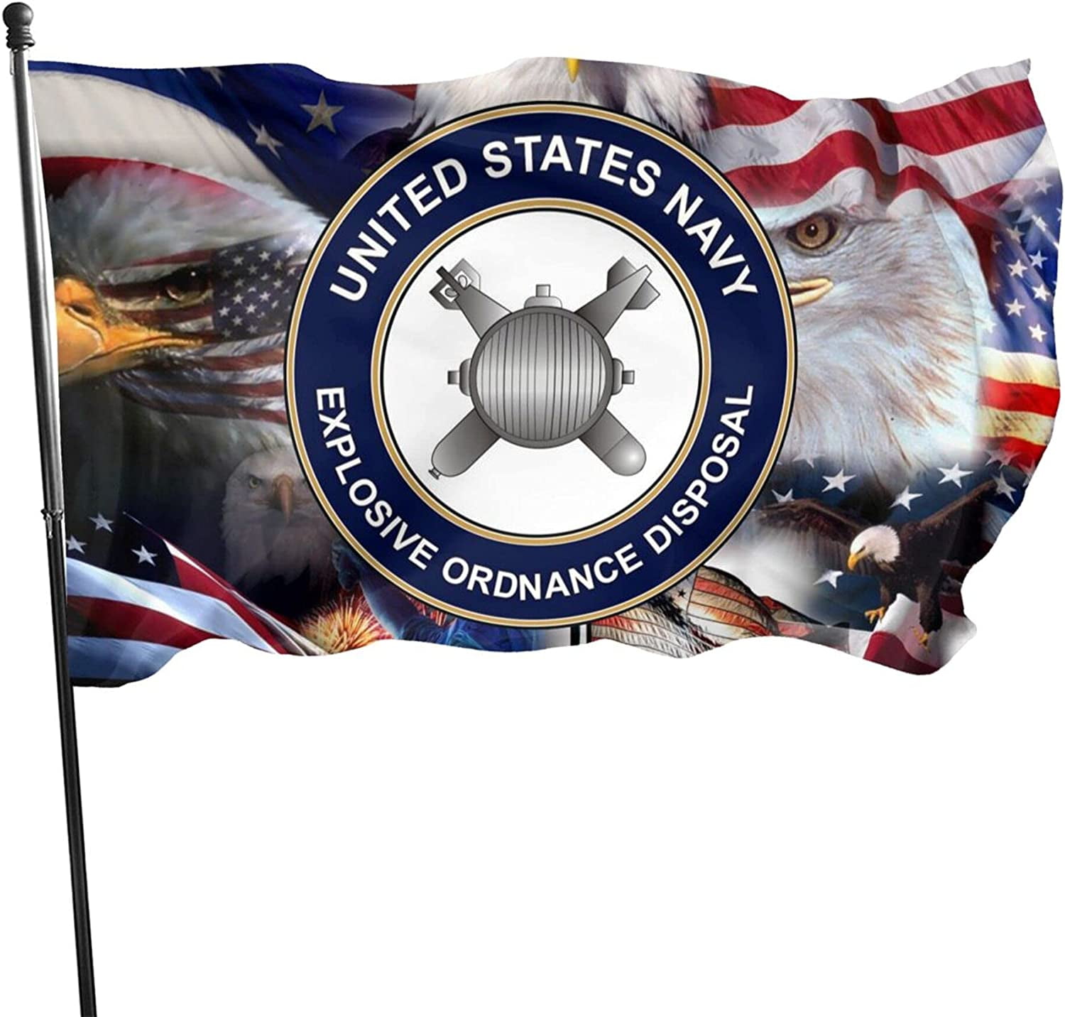 Navy Explosive Ordnance Disposal EOD Garden 3x5Ft Flag Outdoor Indoor Party Home House Sign ...