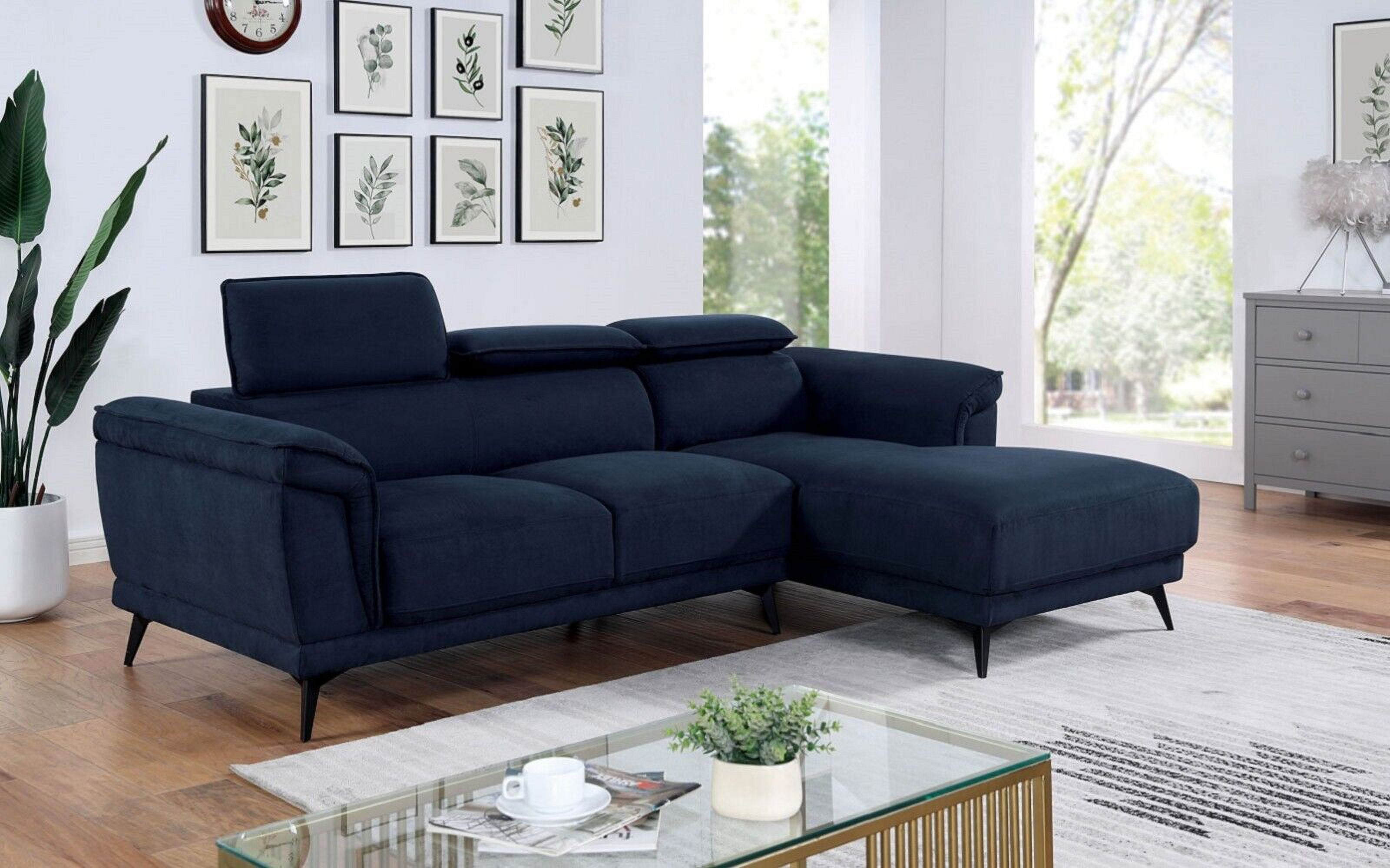 Navy Fabric Right Chaise And Left 2-Seater Sofa Living Room 2pc ...