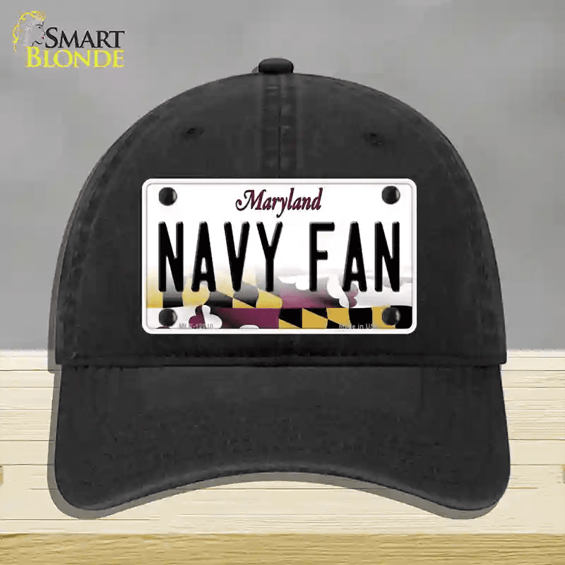 Navy Fan Novelty License Plate Hat Tag Unconstructed Cotton Black ...