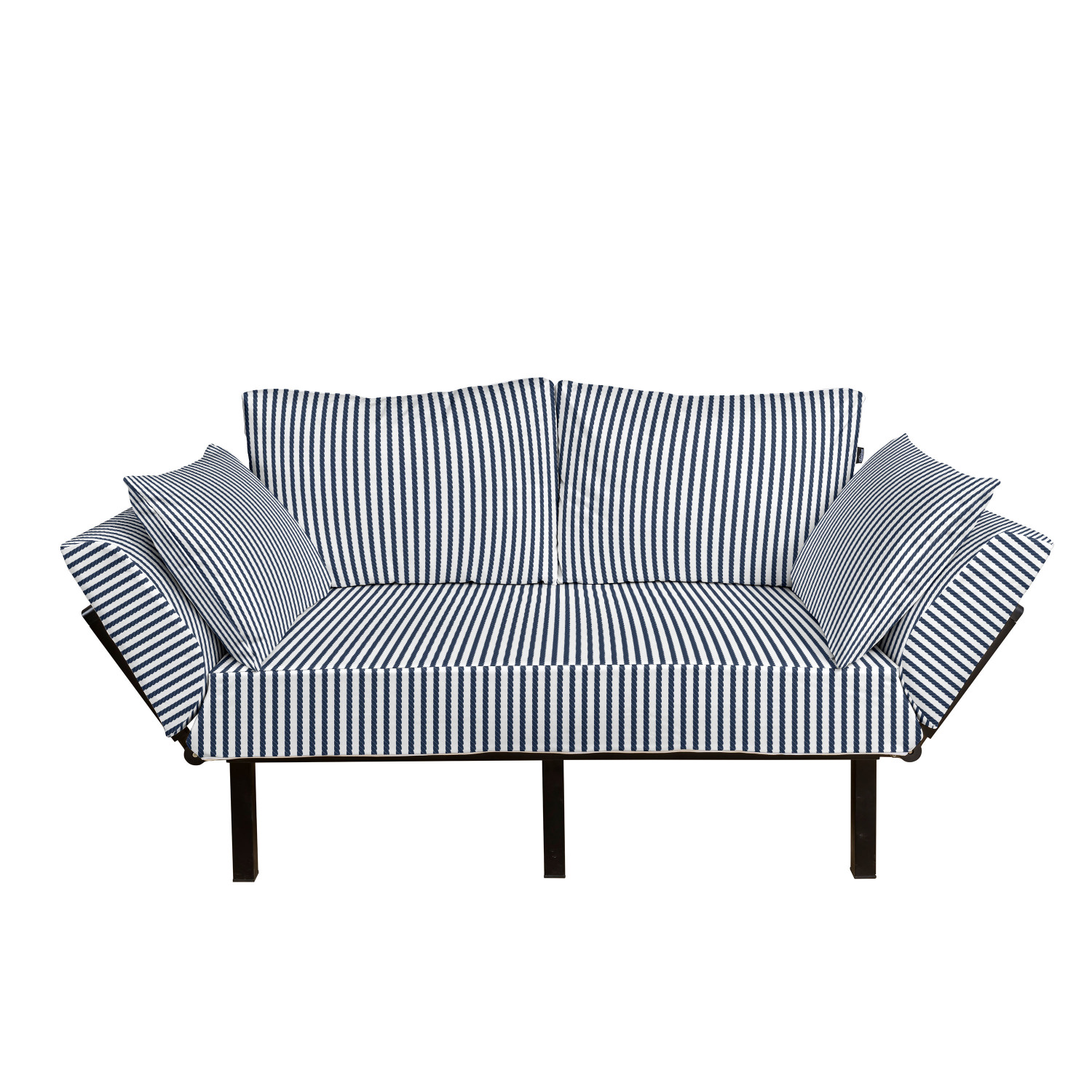 Navy Futon Couch, Nautical in Horizontal Style Marine Sea Life Ocean ...