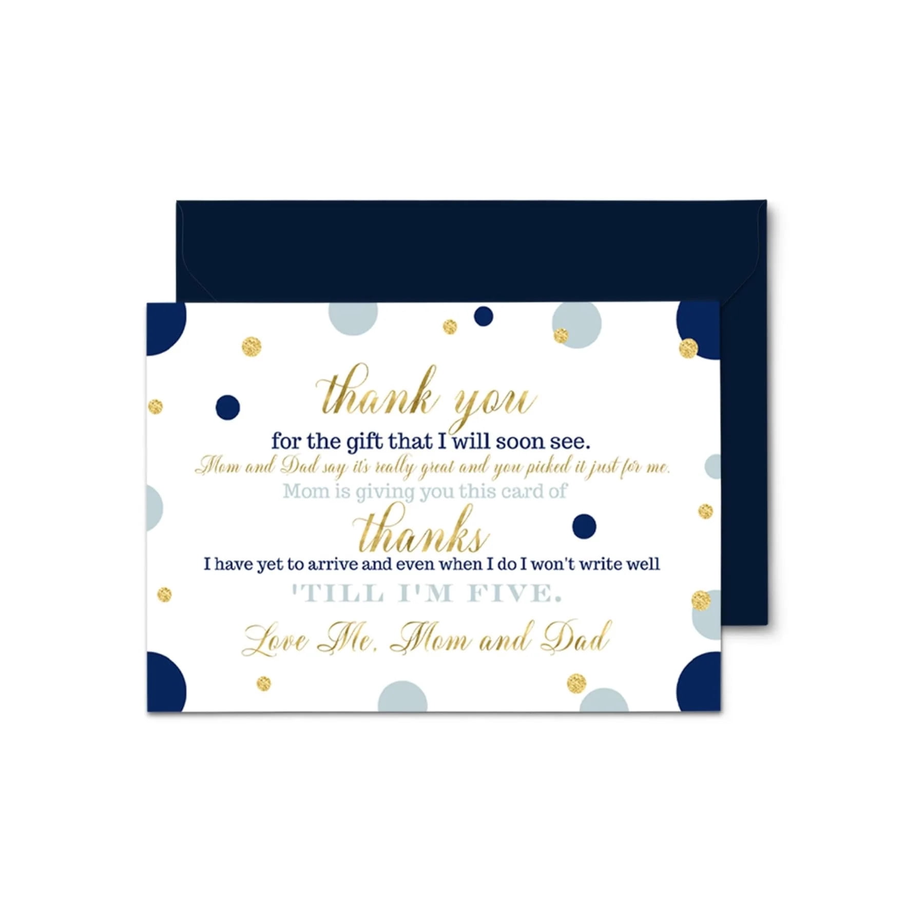 Navy and Gold Baby Shower Thank You Cards (15 Pack) Twinkle Little Star ...