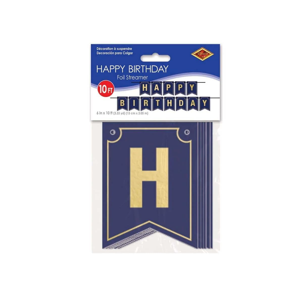 Navy & Gold Birthday Banner - Walmart.com