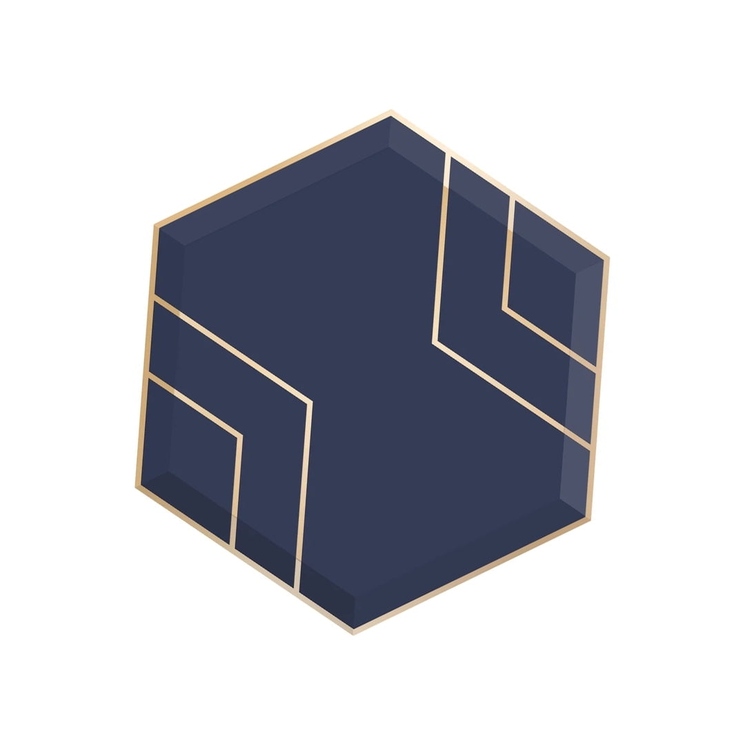 Navy & Gold Foil Hexagon Large Plates – Elegant Dinnerware for Parties ...