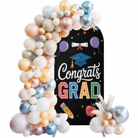 Navy Graduation Hat Arch Backdrop Cover 6 FT Certificate Of Merit ...