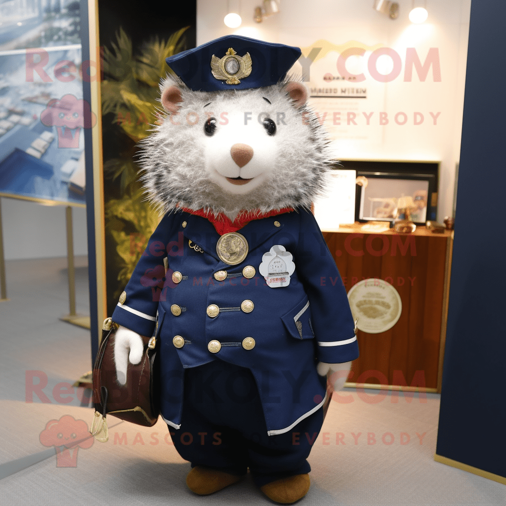 Navy Hedgehog REDBROKOLY mascot costume character dressed with a ...