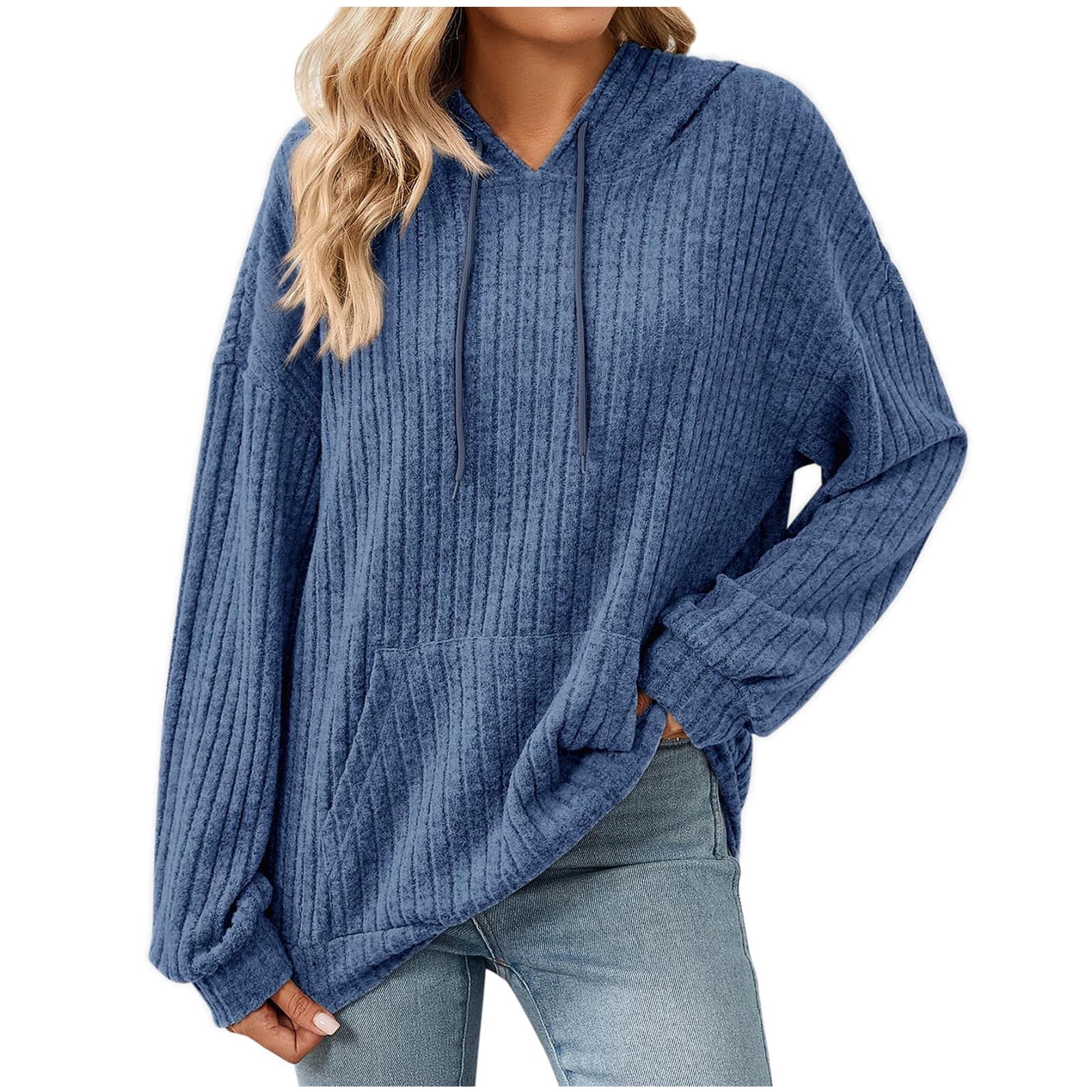 Navy Ladies Spandex Casual Hoodies Outfits Sweatshirt for Women Long ...