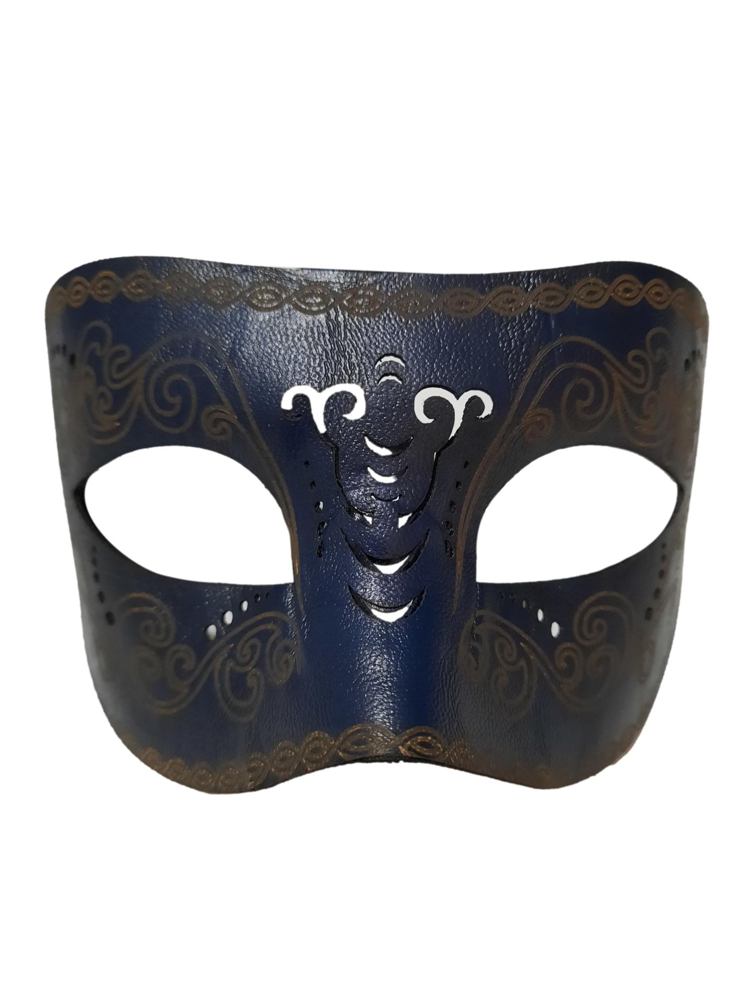 Navy Leather Laser Cut Venetian Masquerade Dance Western Mask - Walmart.com
