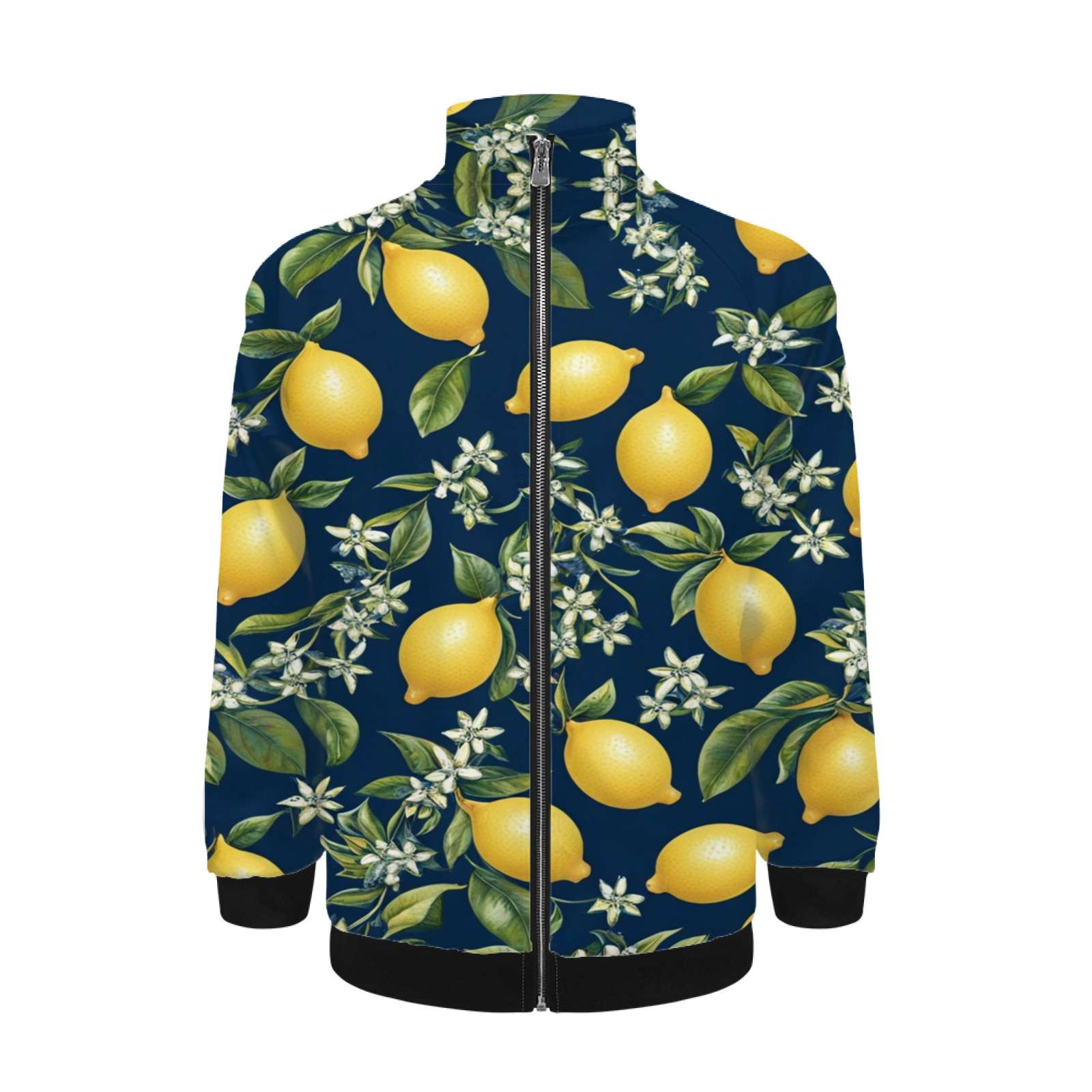 Navy Lemon Grove Print Jacket Men's Street Cool Long Sleeves Coat ...