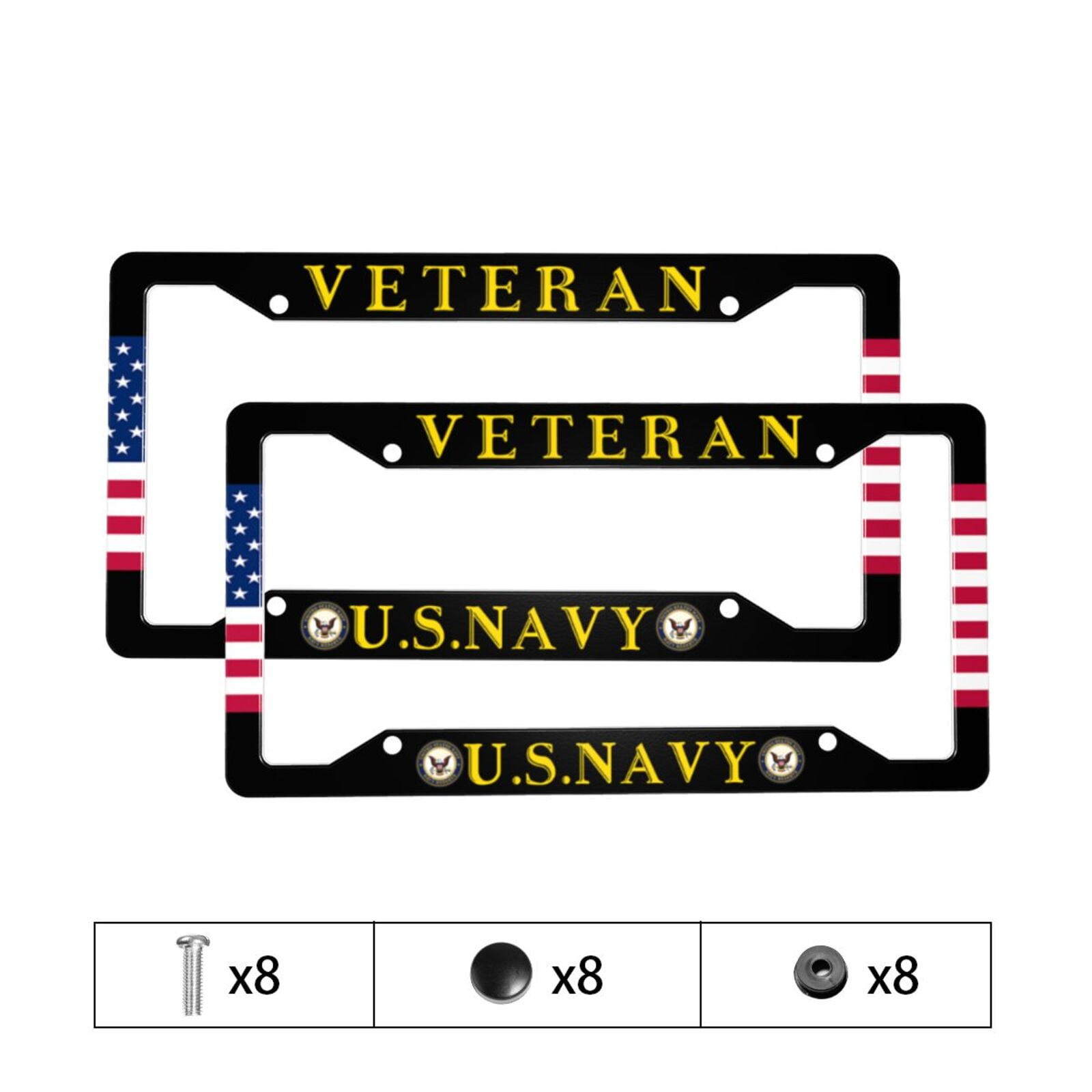 Navy License Plates Frame Holder Cover Metal Aluminum Patriotic Car Tag ...