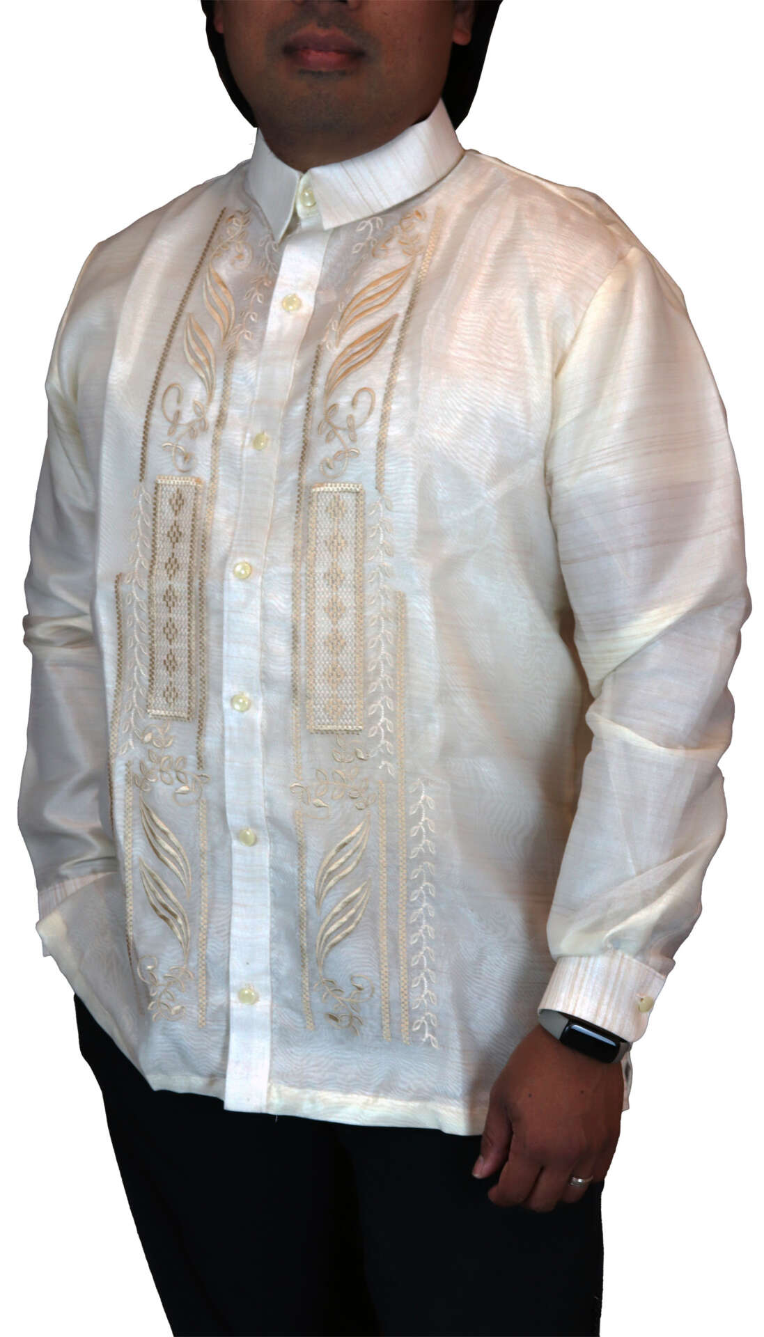 White Full Button Long Sleeve Organza Barong Tagalog ORDER US SIZE ...