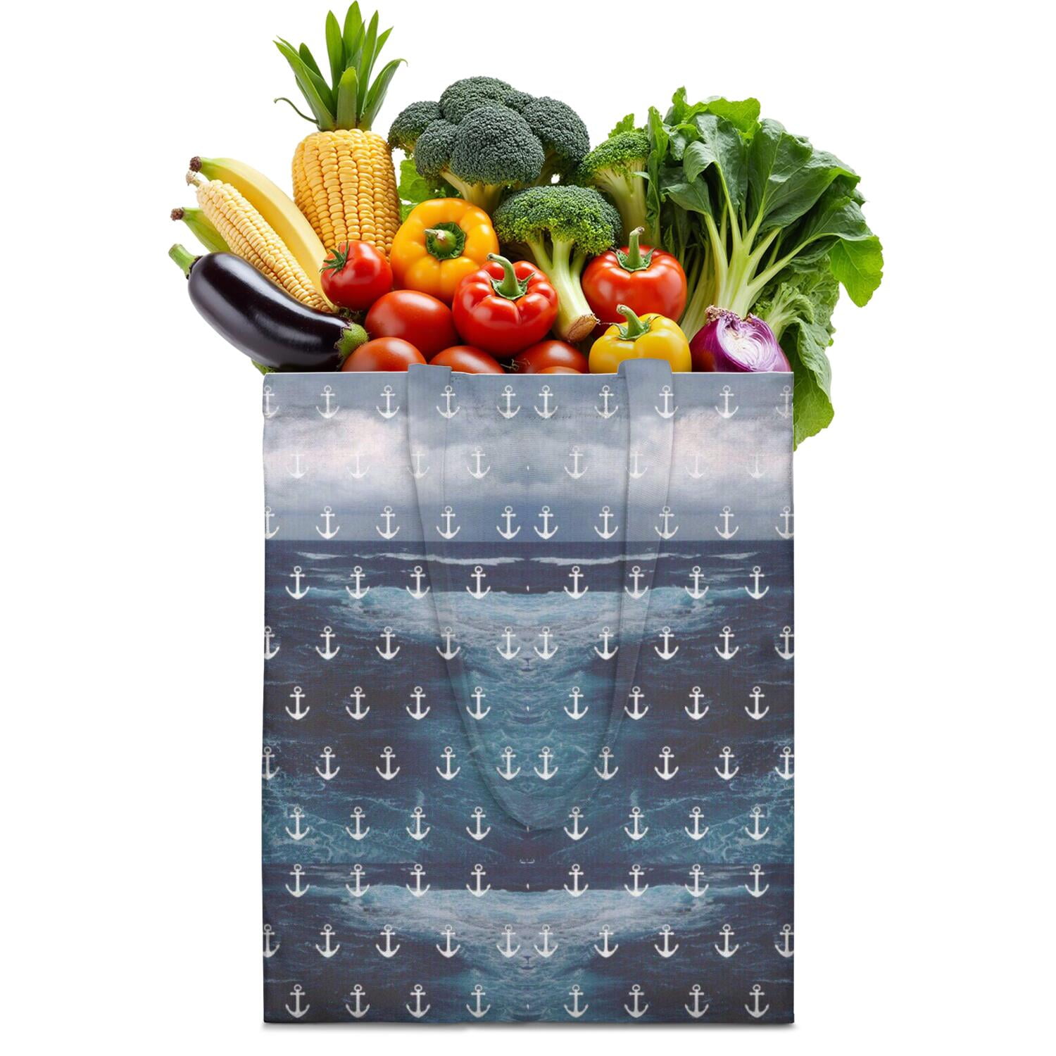 Navy Marine Canvas Tote Bag with Nautical Vessel and Sailing Mast ...