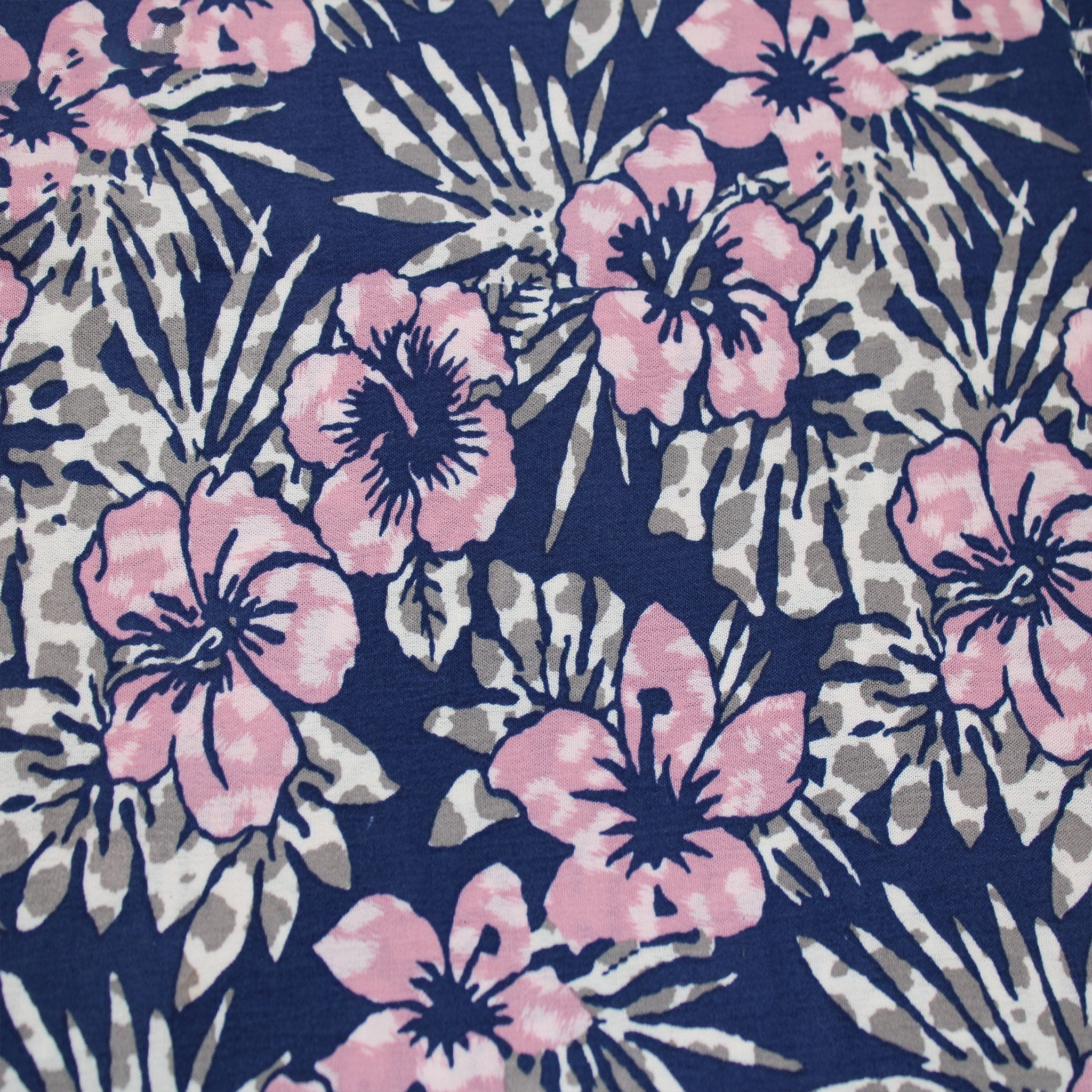 Navy Mauve Tropical Floral Printed on Rayon Crepon Fabric, DIY Projects ...