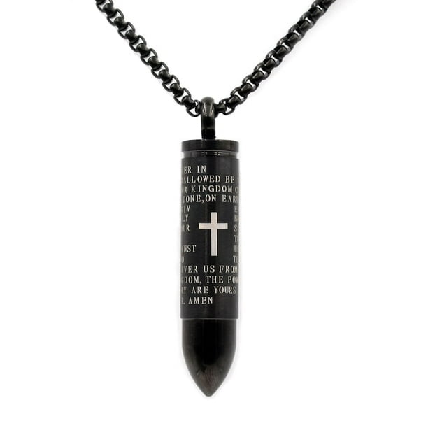 Navy Memorial Bullet Cross Necklace, Lord's Prayer Memorial Ashes ...