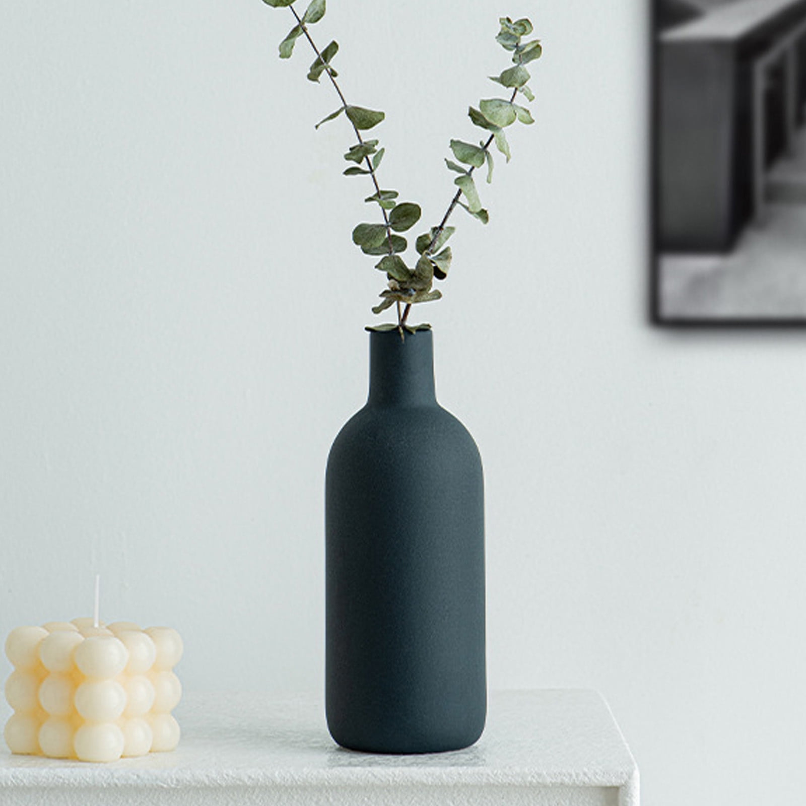 Navy Navy Blue Ceramic Frosted Finish Flower Vases Set Home Decor ...