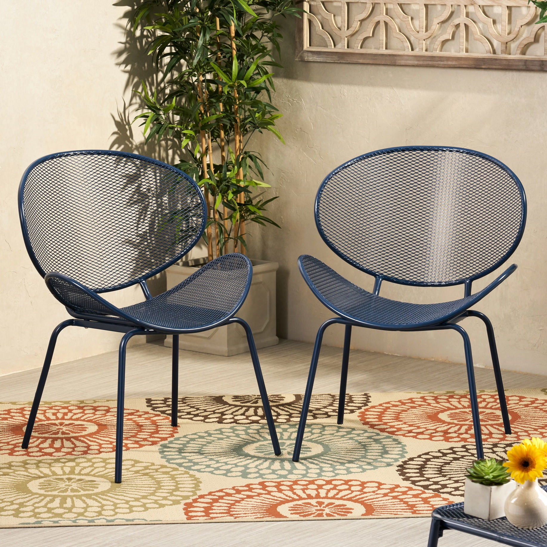 Navy Outdoor Iron Comfort Chairs | Relax with the Fresh Outdoor Aroma ...