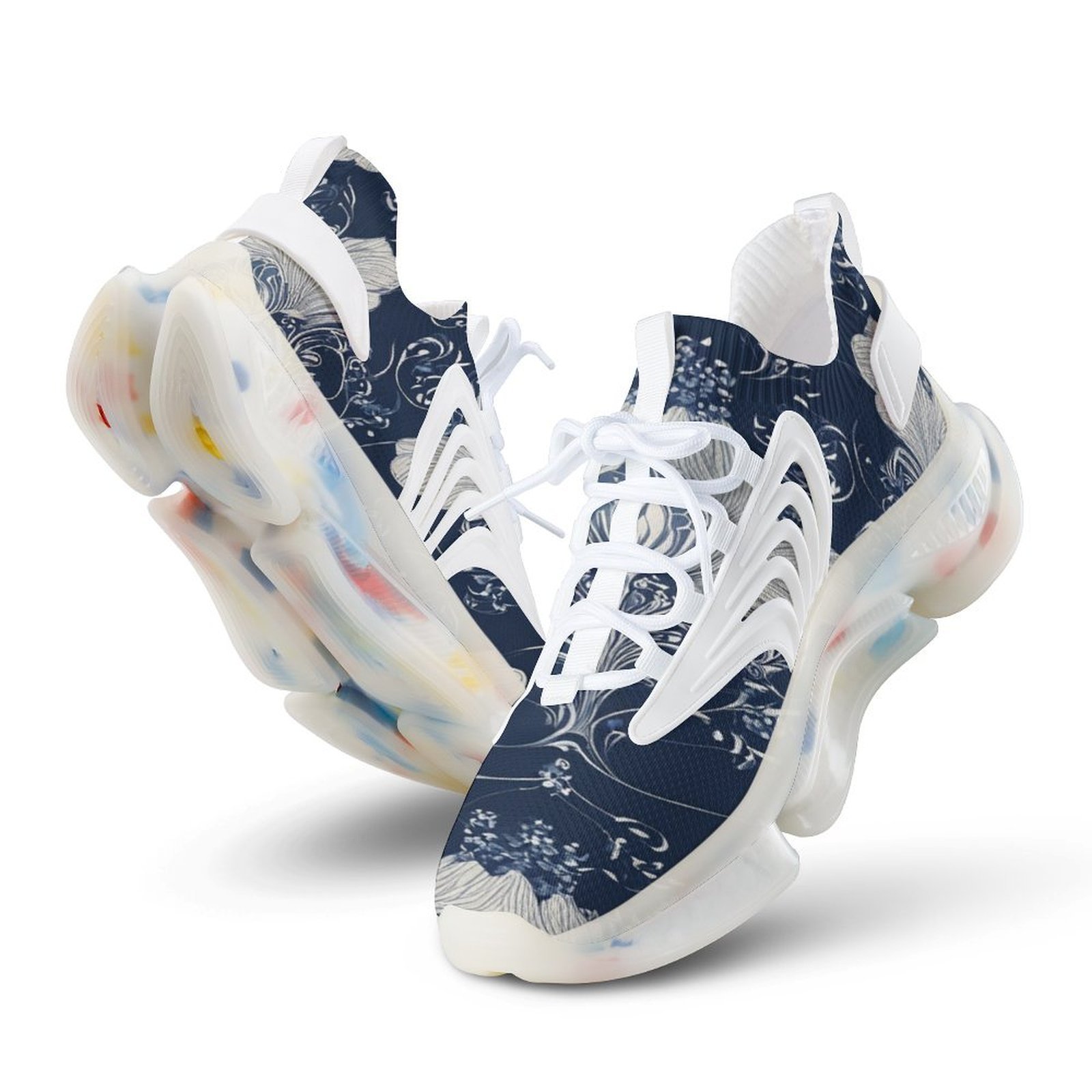 Navy Peacock Feather Print Walking Shoes for Men Woman Lightweight ...