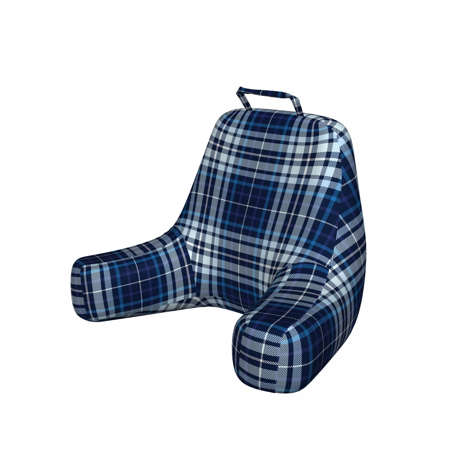 Navy Plaid Reading Pillow Cover, Abstract Lines Overlapped Geometric ...