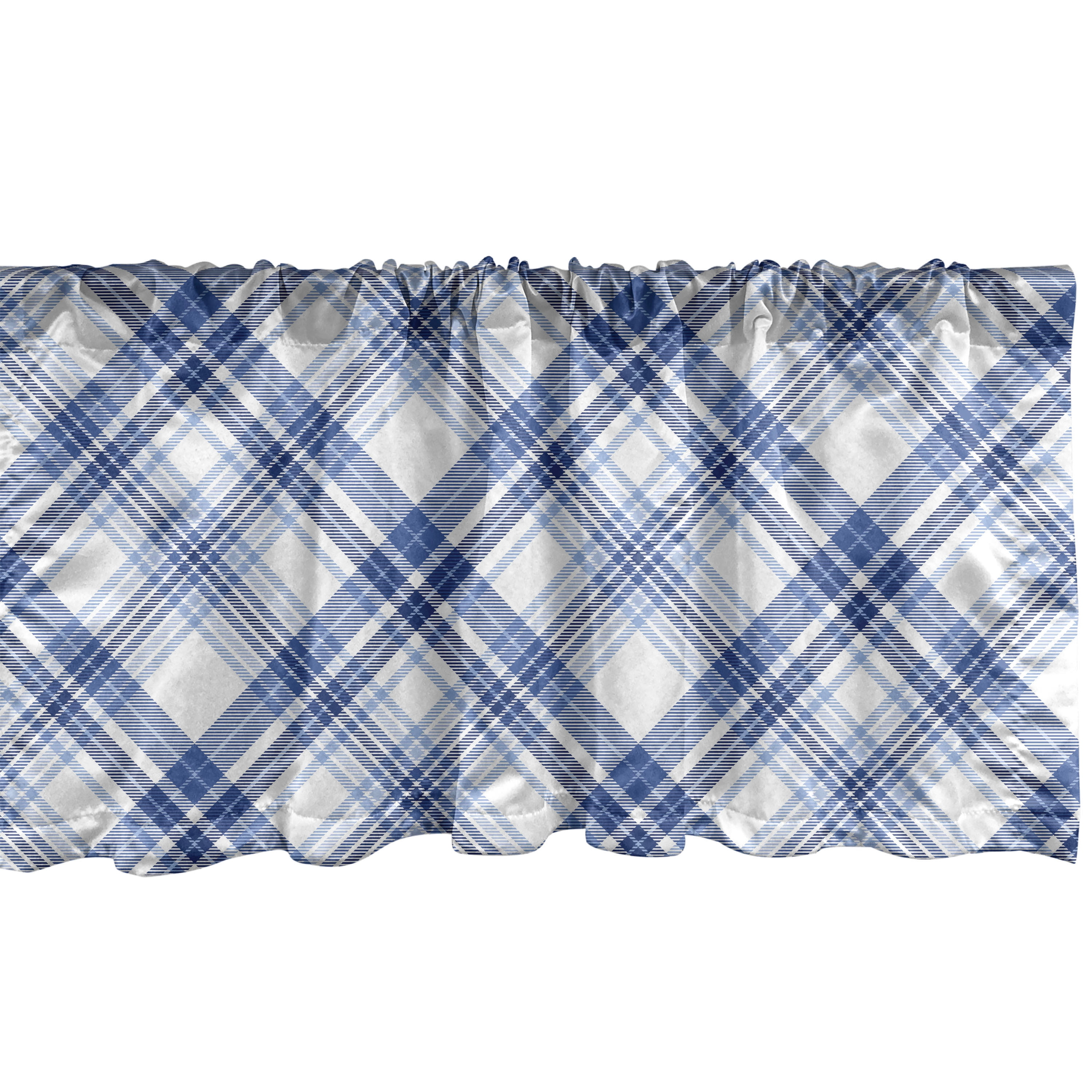 Ambesonne Navy Plaid Valance Pack of 2, Fashion Diagonal Lines, 54"X18 ...