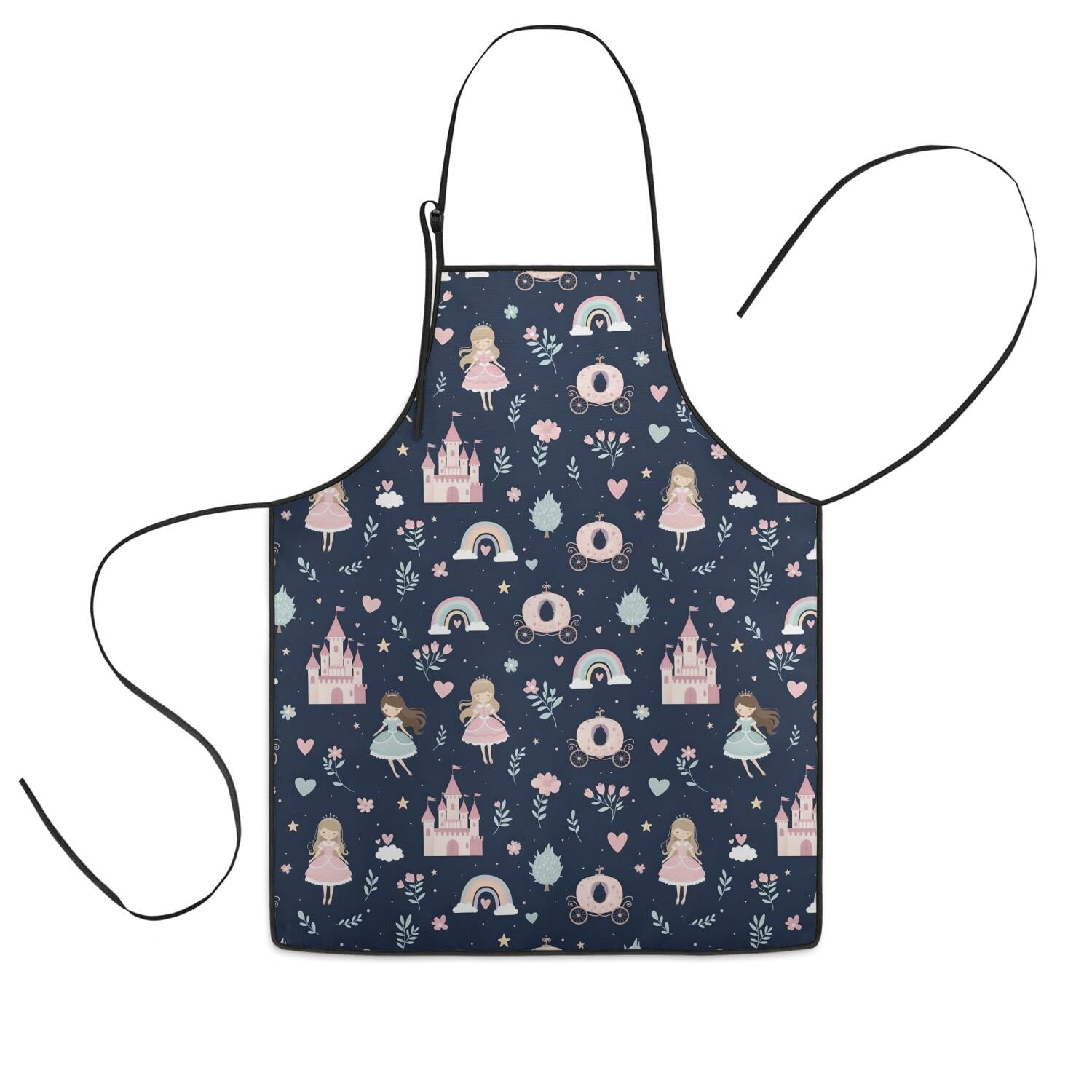 Navy Princess Castle Pattern Kids Aprons for Girls and Boys,Adjustable ...
