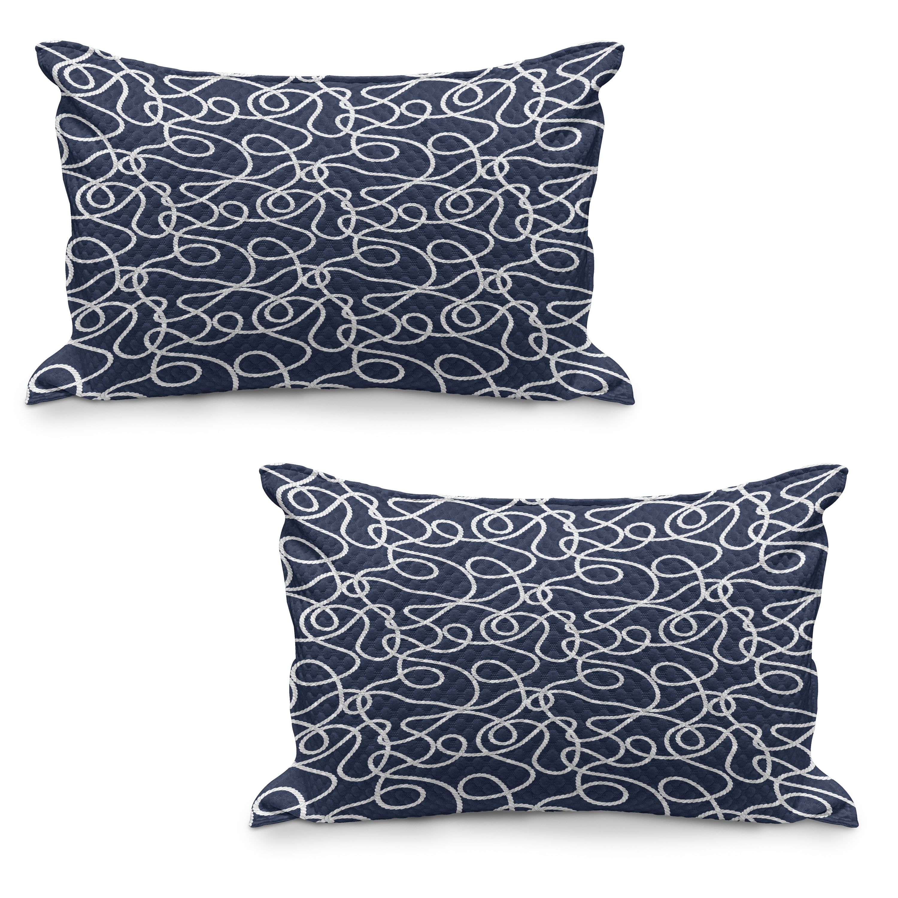 Navy Quilted Pillowcover Set of 2, Under the Sea Atlantic Ocean ...