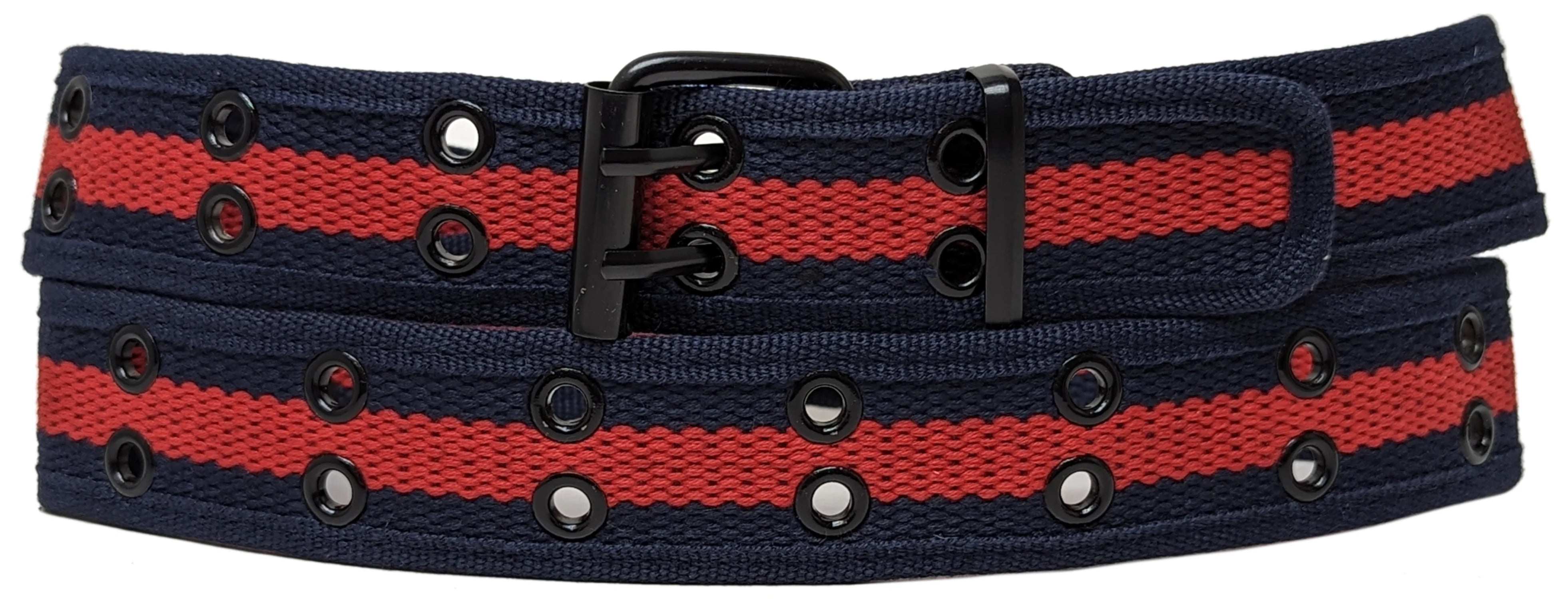 Navy / Red 2 Holes Row Metal Grommet Stitched Canvas Fabric Military ...