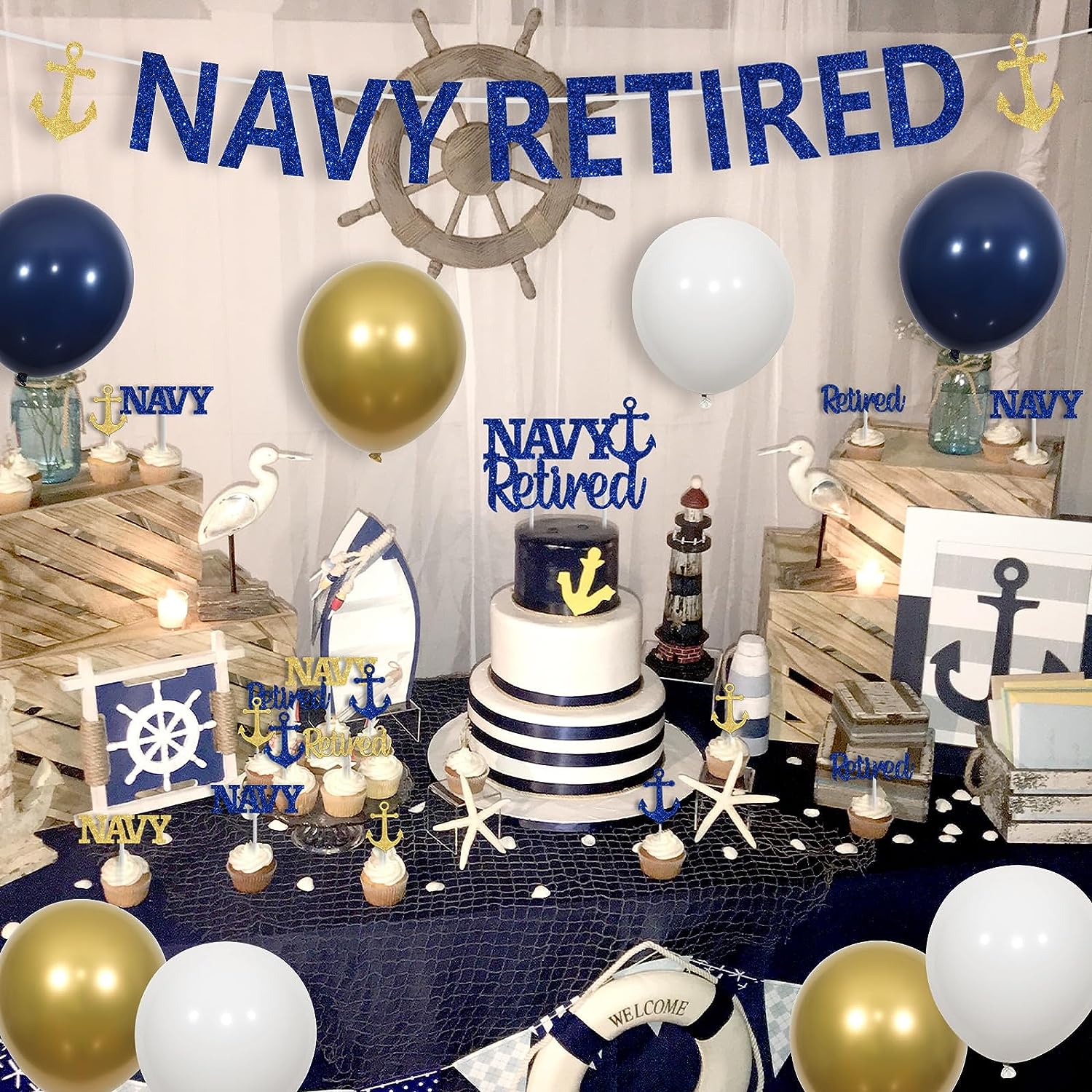 Navy Retirement Decorations Navy Blue Officially Retirement Decor Navy ...