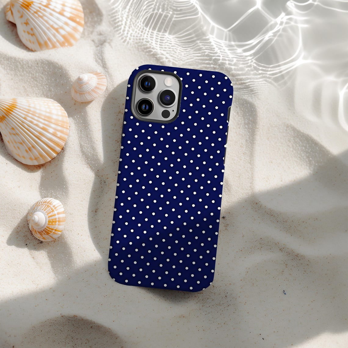 Navy Retro Dots Minimal Polka Classic Timeless Aesthetic Pattern for ...