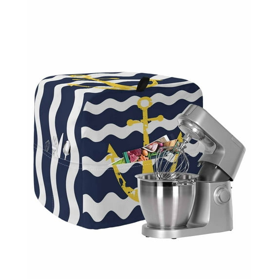 Navy Ripple Stand Mixer Dust Cover with Storage Pocket & Handles,Yellow ...