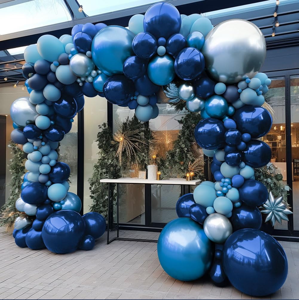 Navy Royal Blue Balloon IFF17 Arch Kit - Double Stuffed, Varied Sizes ...
