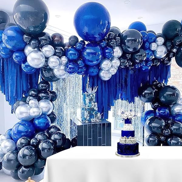 Navy Royal blue Silver balloon Garland Kit 160 PCS dark blue Balloons ...